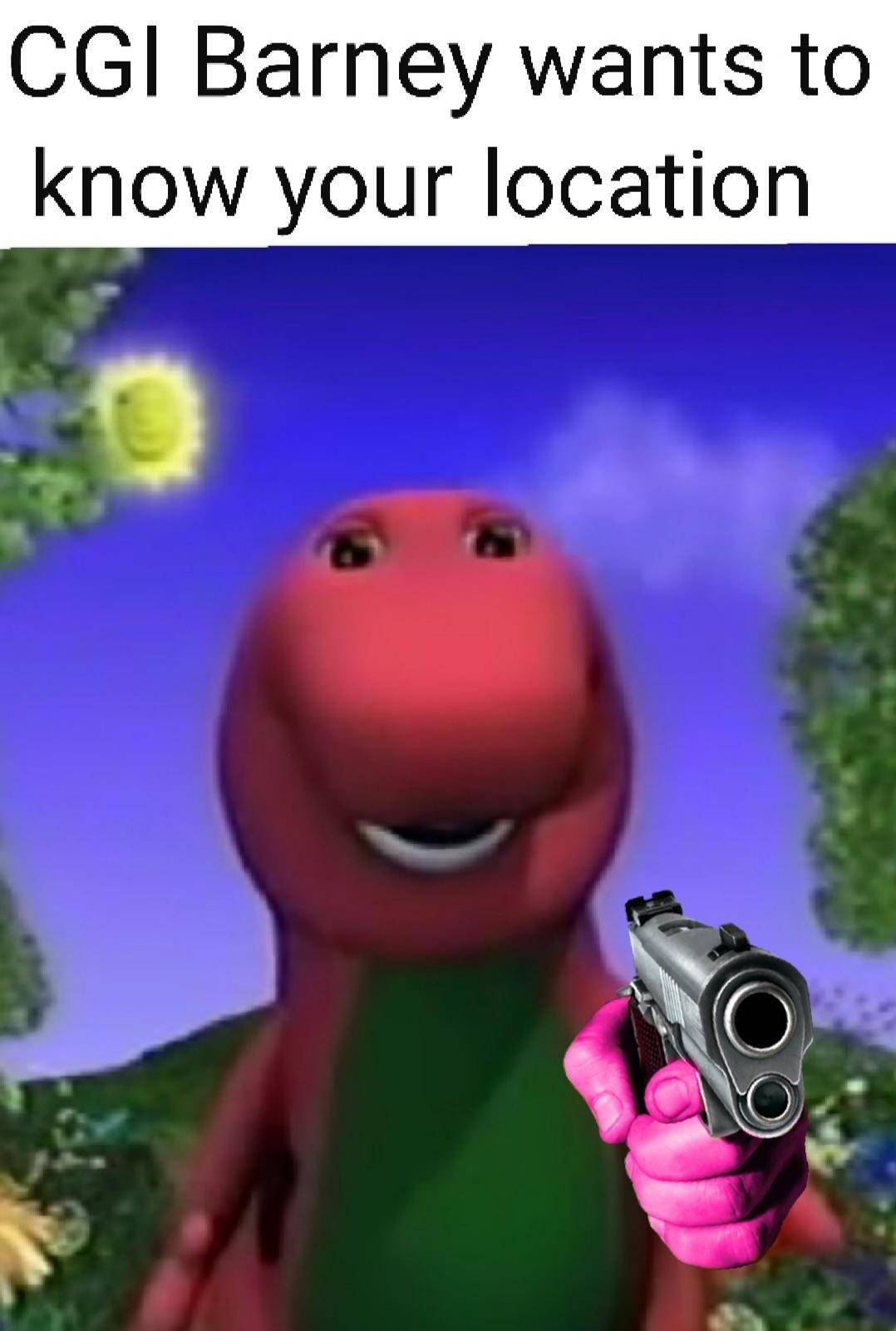 CGI Barney is very memeable. | Scrolller