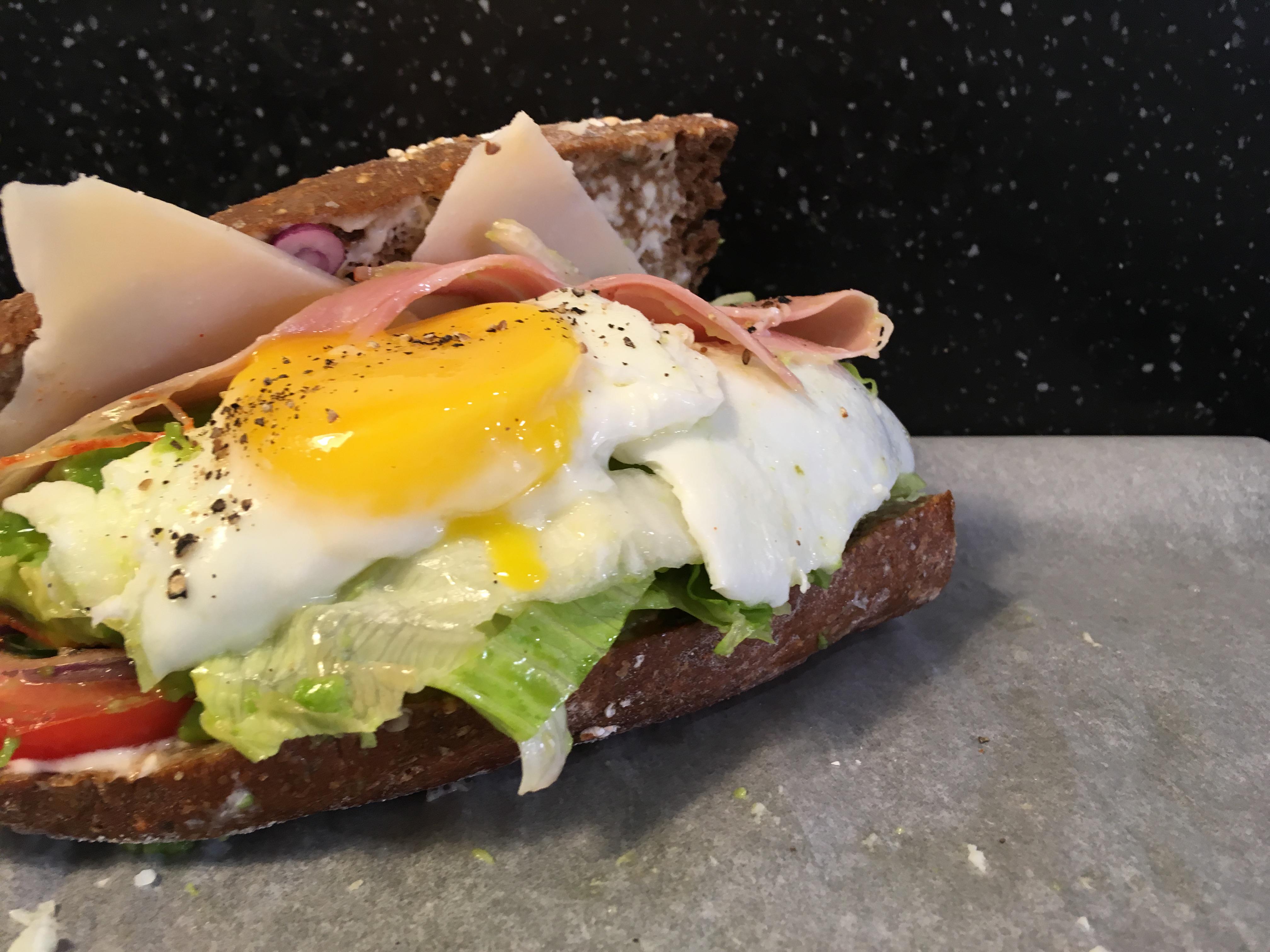 Cheese, Ham and Avocado sandwich with Fried Egg | Scrolller