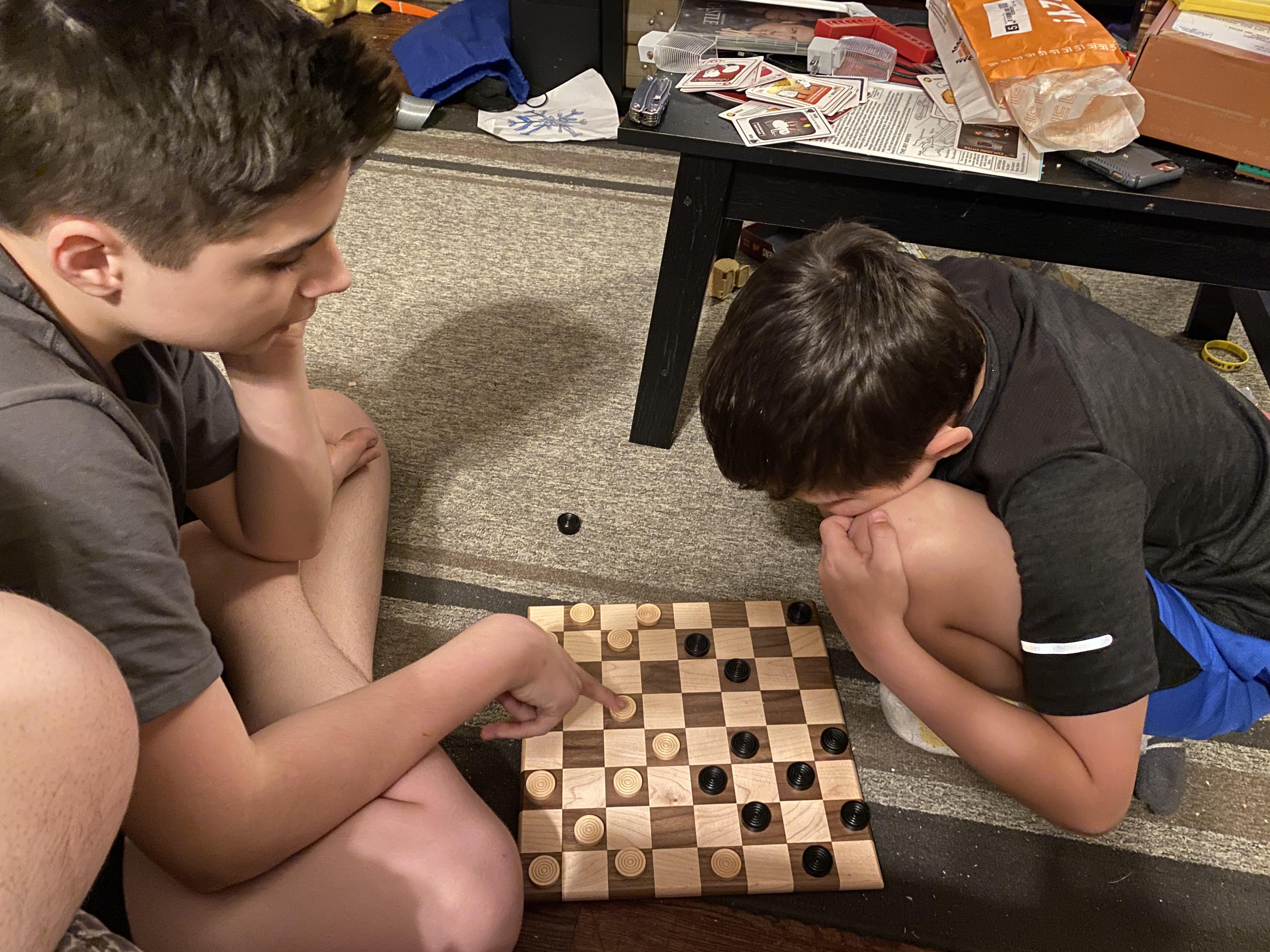 Chess/checkers board finally being played with | Scrolller