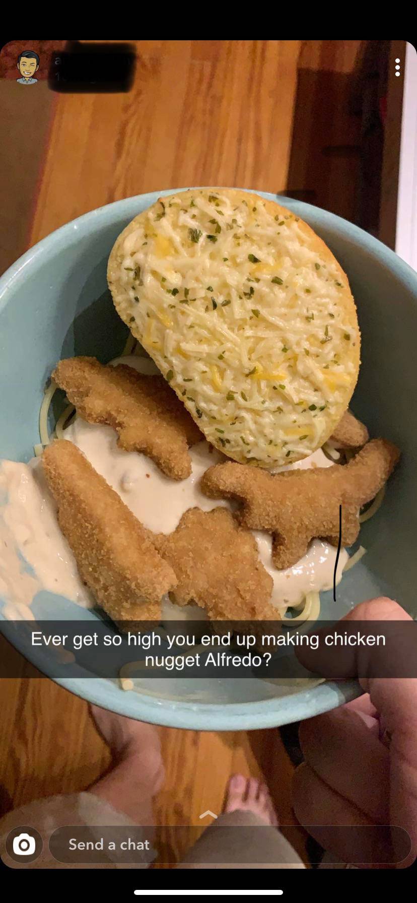 Chicken nugget alfredo. | Scrolller
