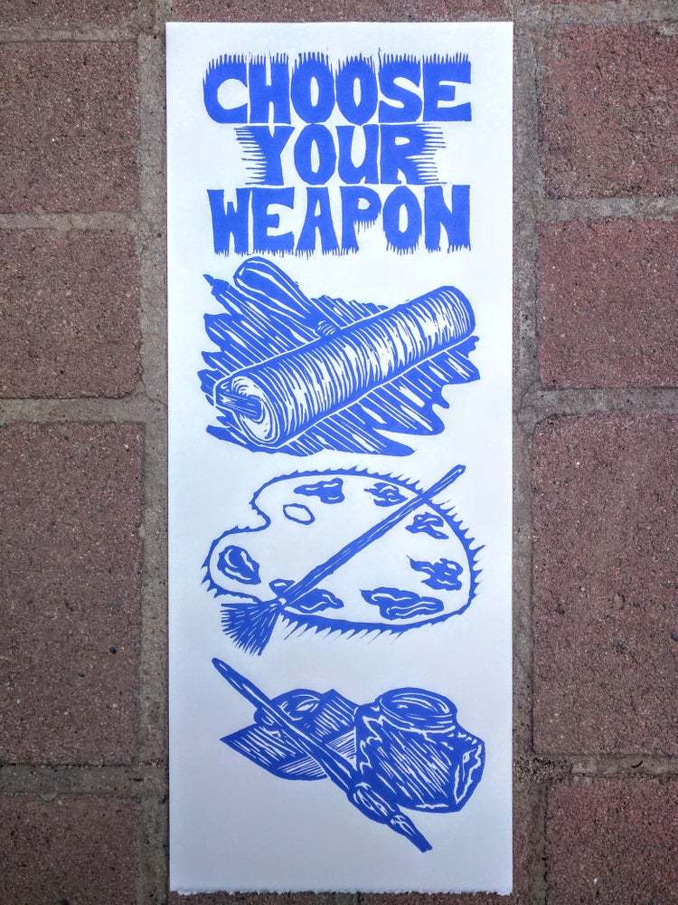 Choose Your Weapon - relief print | Scrolller