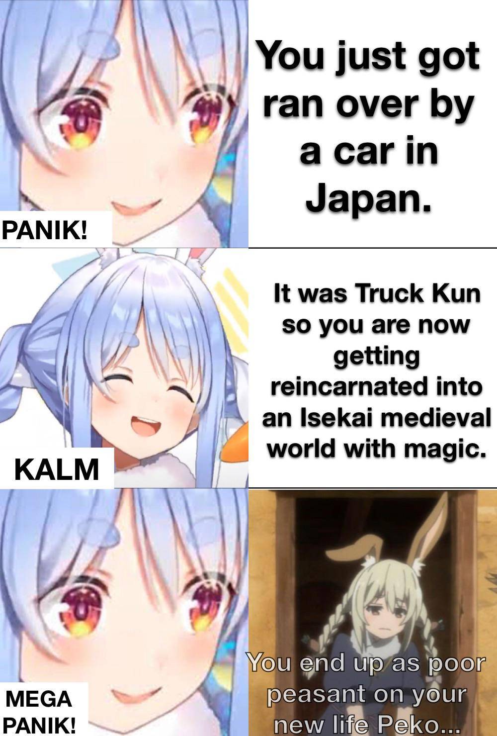 Chotto a minute Peko, that’s not how the Isekai story is supposed to go Peko.🐰🥕 | Scrolller