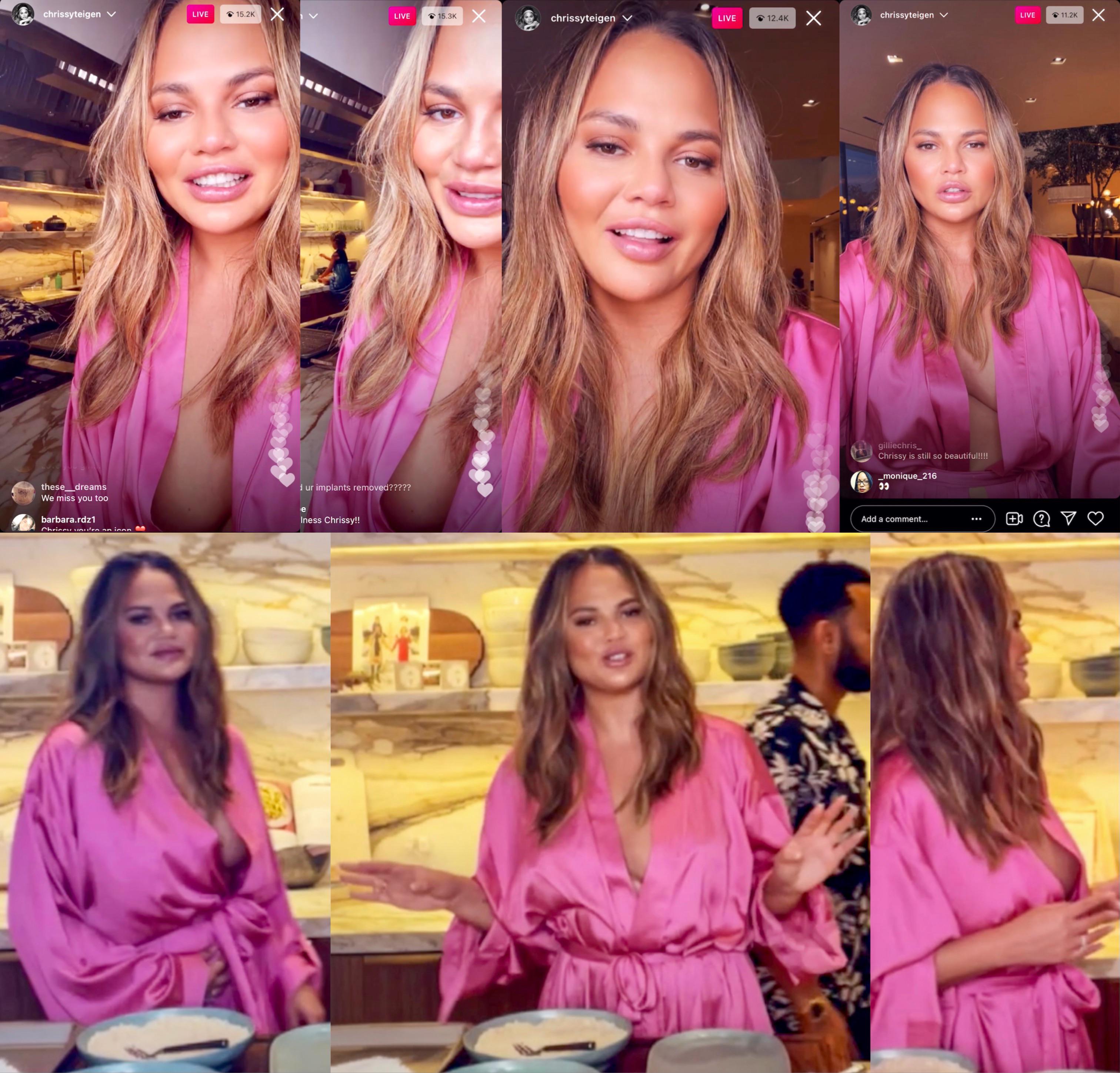 Chrissy Teigen on IG Live, busting out of her gown 😍 | Scrolller