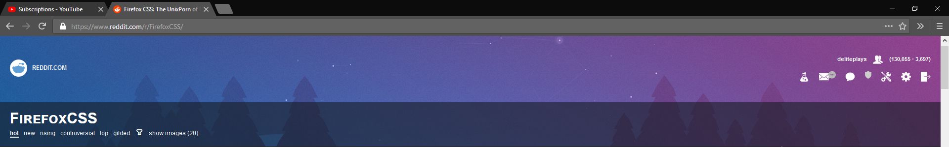 Chromefox - Chrome-like dark themed top bar | Scrolller