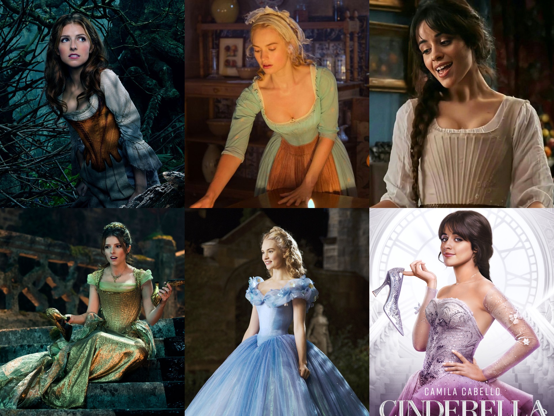 Cinderellas: Anna Kendrick, Lily James, Camila Cabello - pick an outfit for each: blowjob on her ...