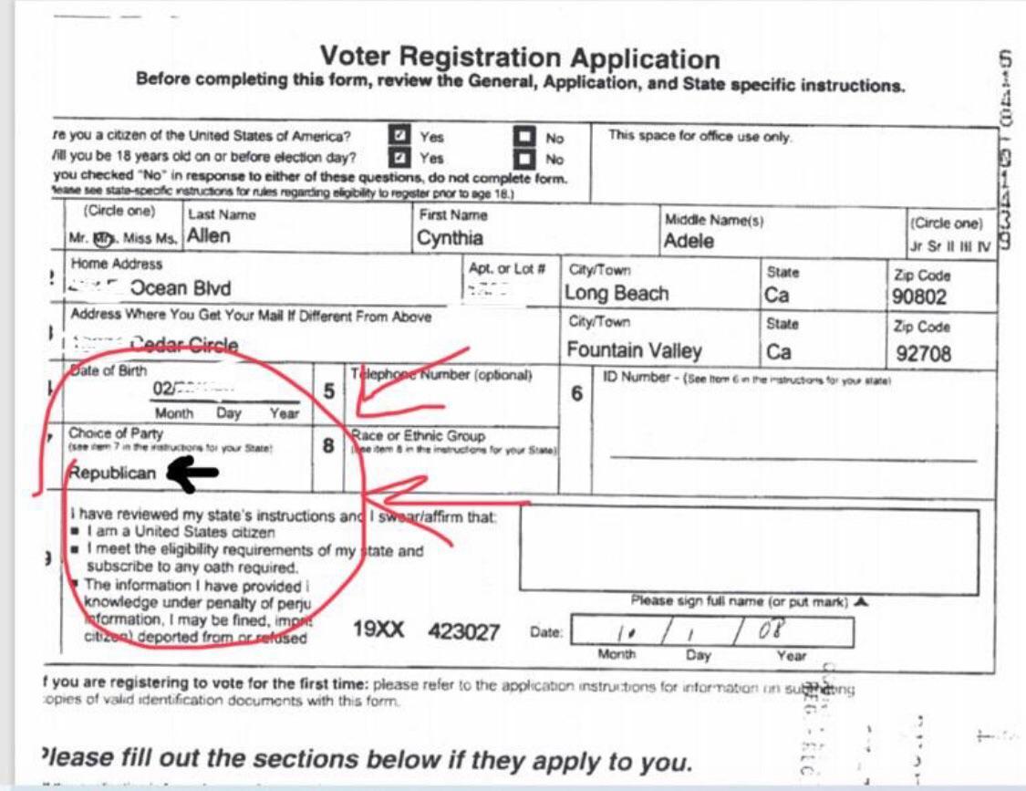 Cindy Allen was a registered Republican | Scrolller