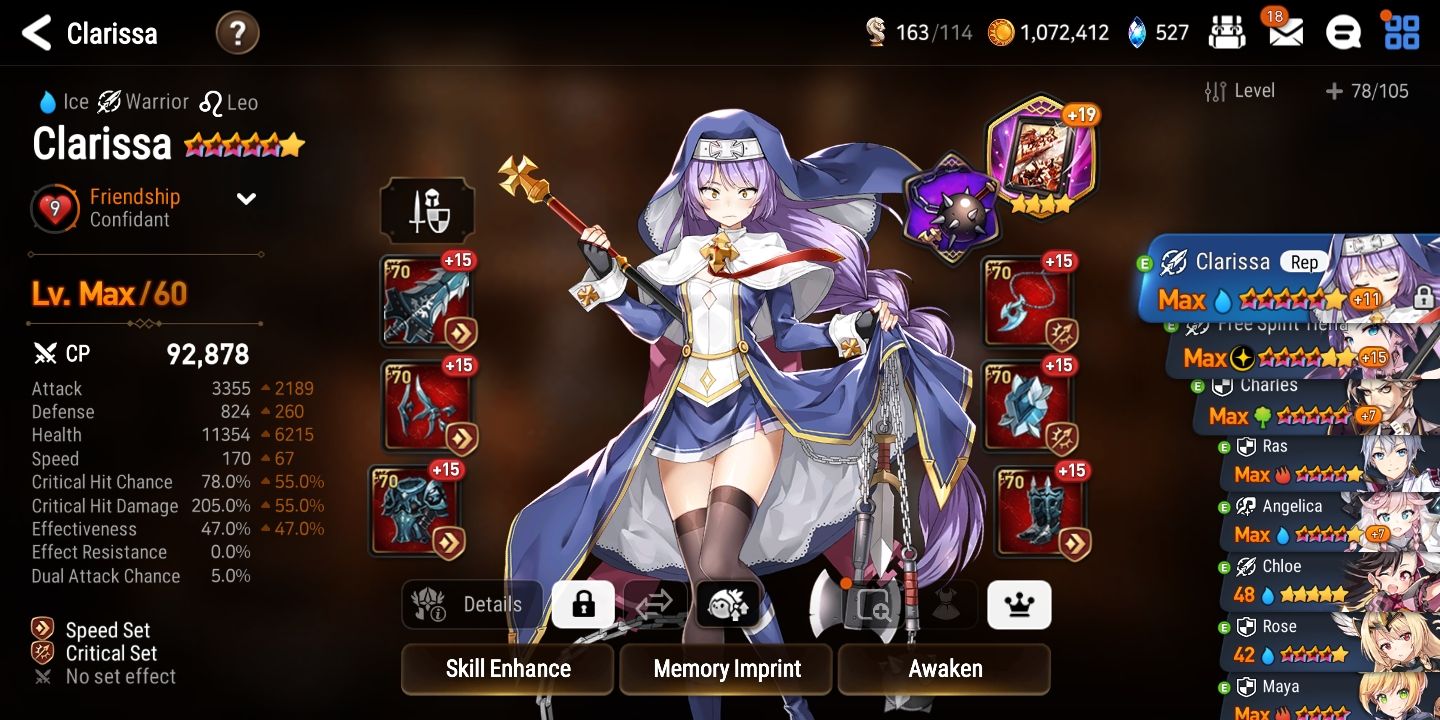 Clarissa my waifu. I've been playing epic seven for about 50 days. Is my build for Clarissa any ...