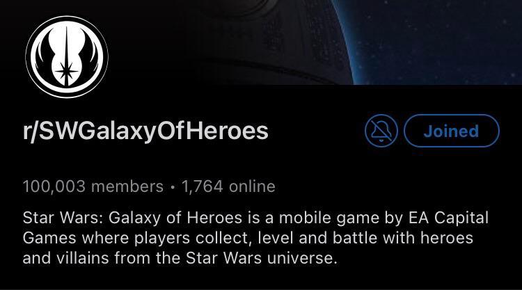 Congrats on 100k Members r/SWGalaxyOfHeroes! | Scrolller