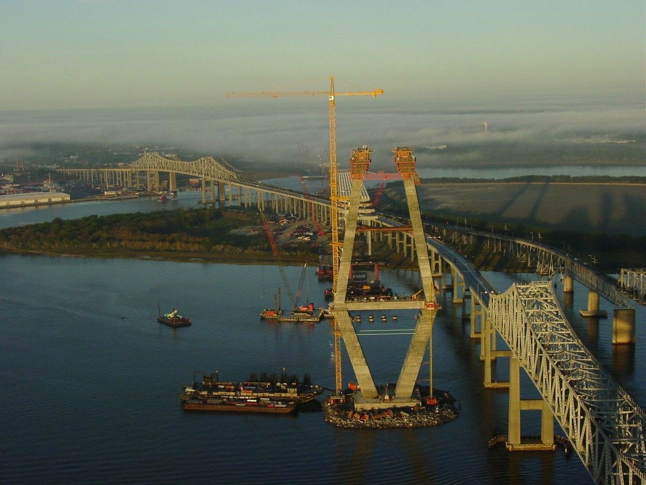 Construction of the Ravenel Bridge | Scrolller