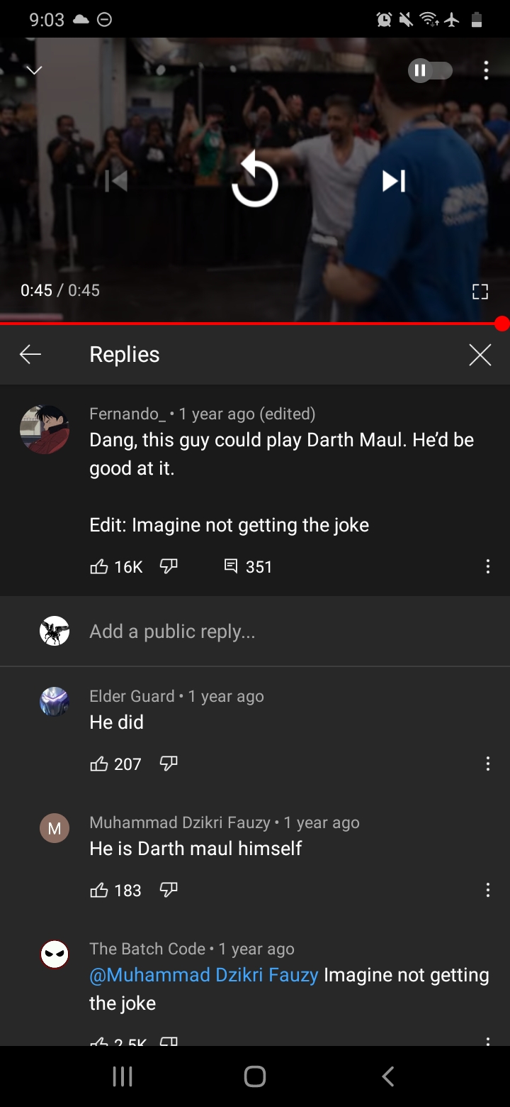 Context: the video is of the actor of darth maul using a lightsaber | Scrolller