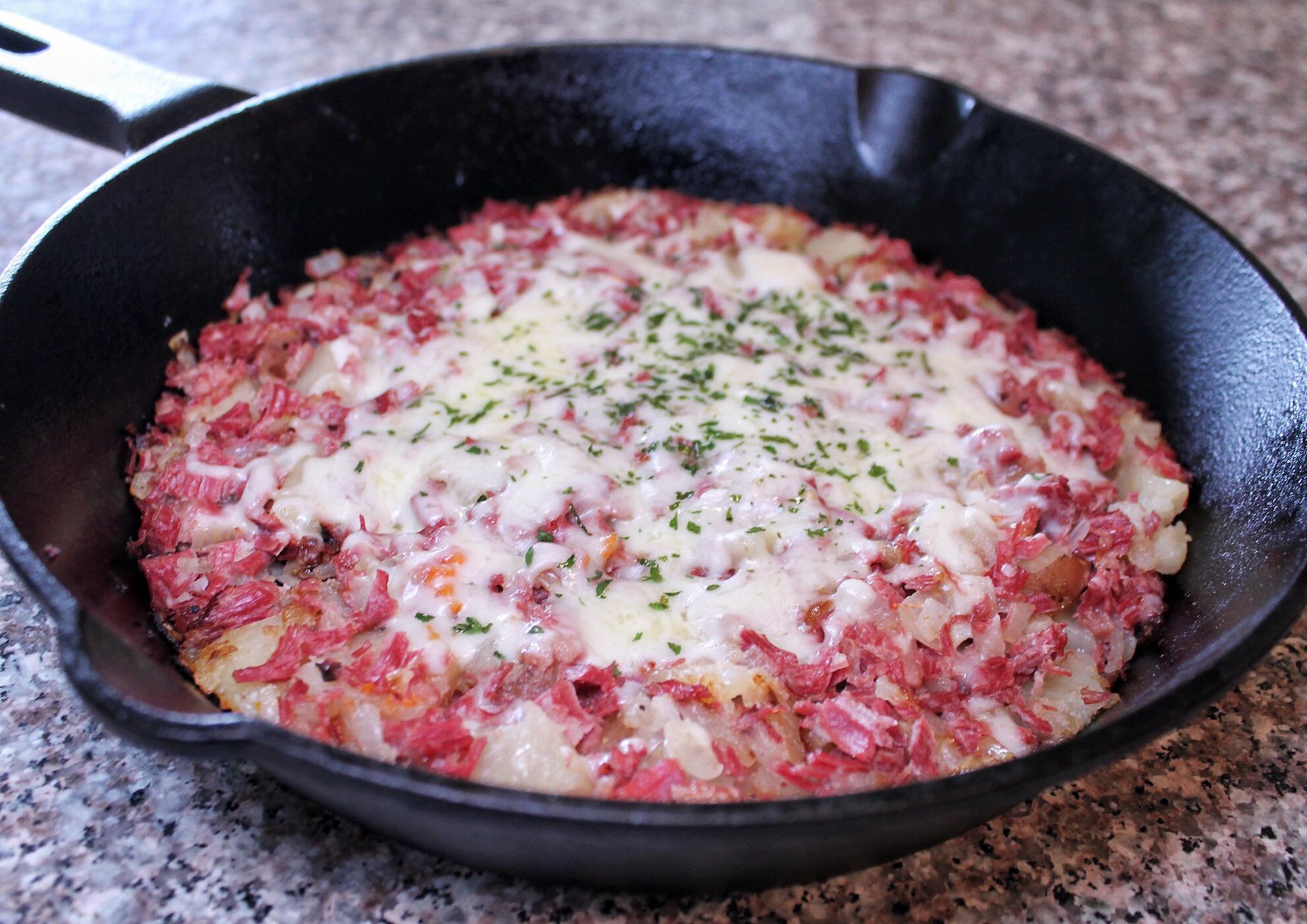 Corned beef hash topped with shredded mozzarella | Scrolller