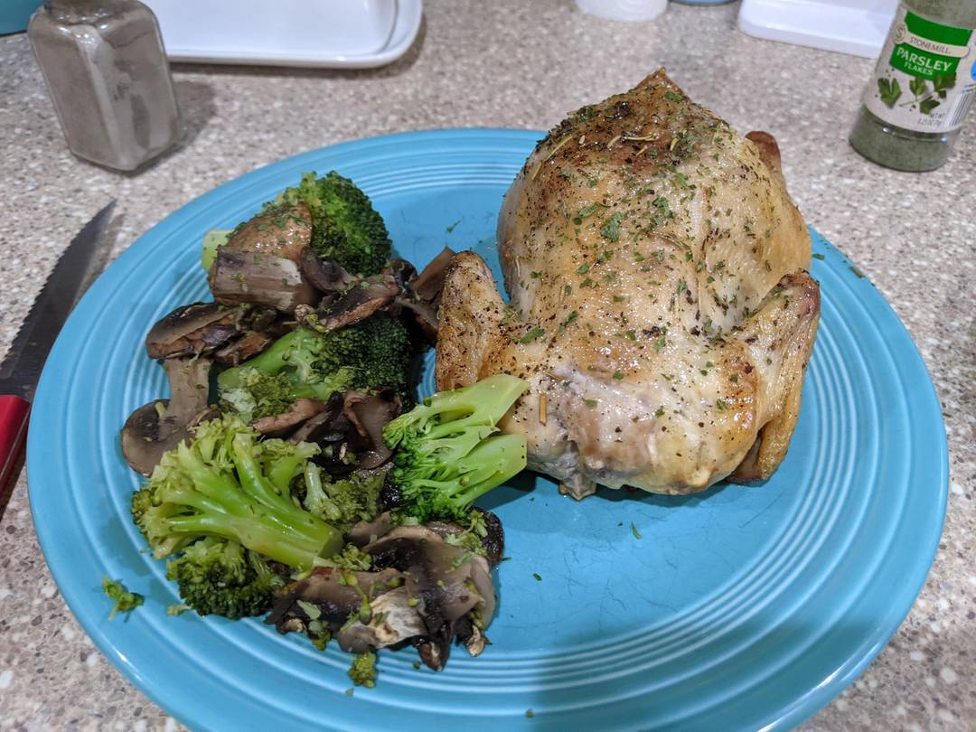 Cornish hens with steamed veggies | Scrolller