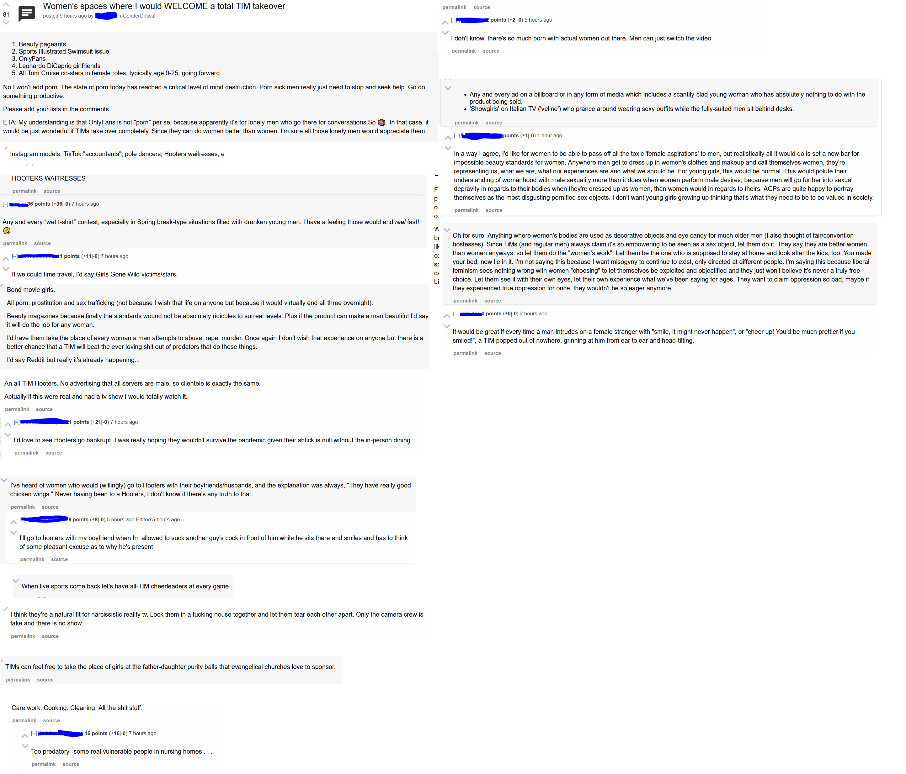 CW: Rape, NSFW "Women's spaces where I would WELCOME a total TIM takeover" | Scrolller