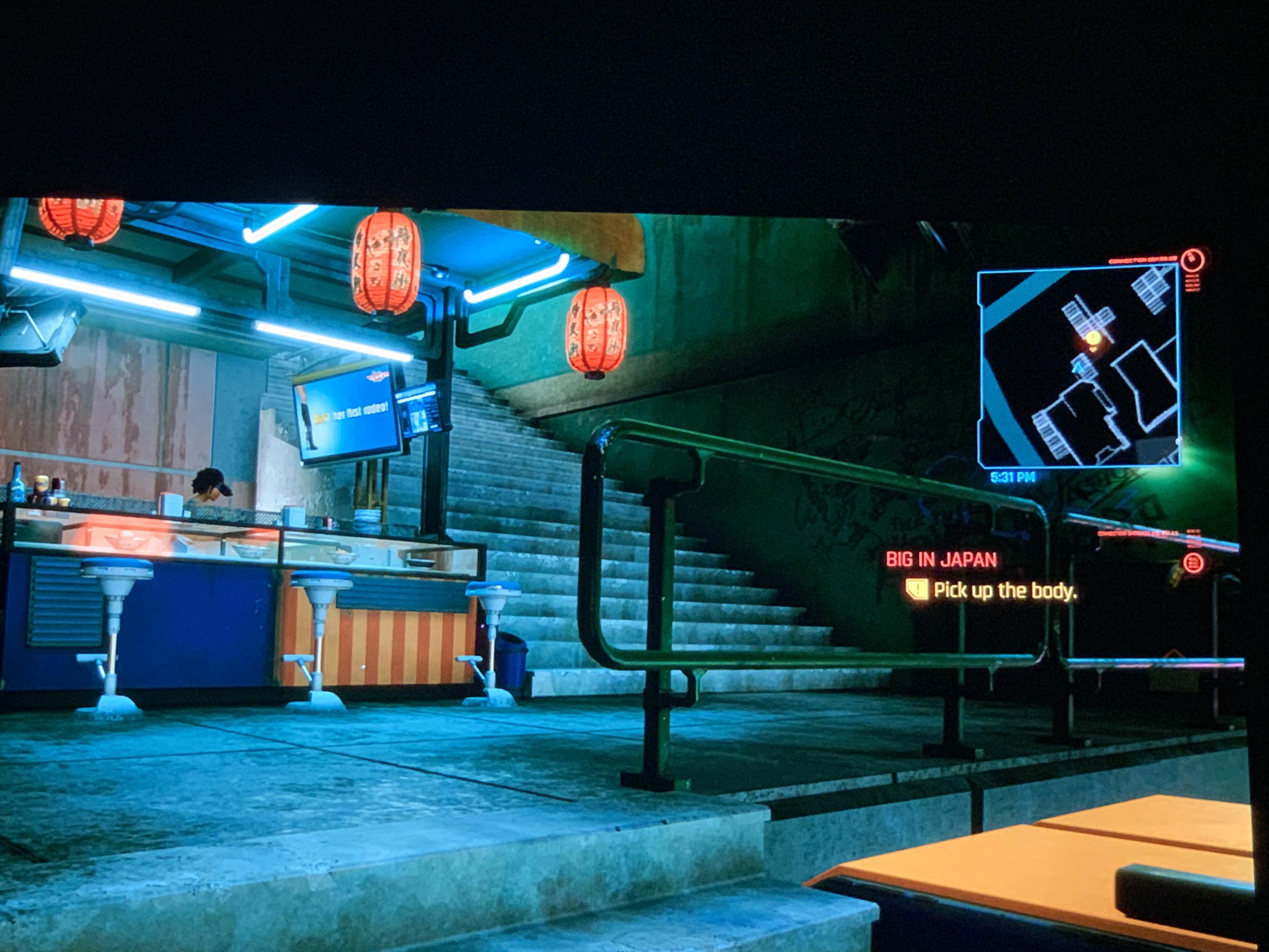 Cyberpunk “big in japan” side gig bug. During “pick up the body” Body sinks into the ground and ...