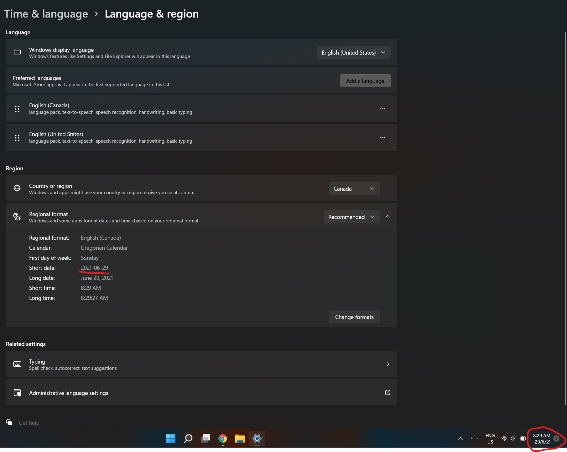 Date format in the taskbar doesn't follow region settings | Scrolller