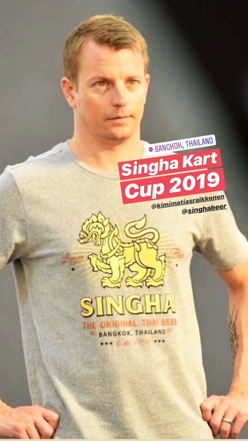 Day 4381 of Kimi's reign as Ferrari champion. Here he is wearing a new shirt from his beer ...