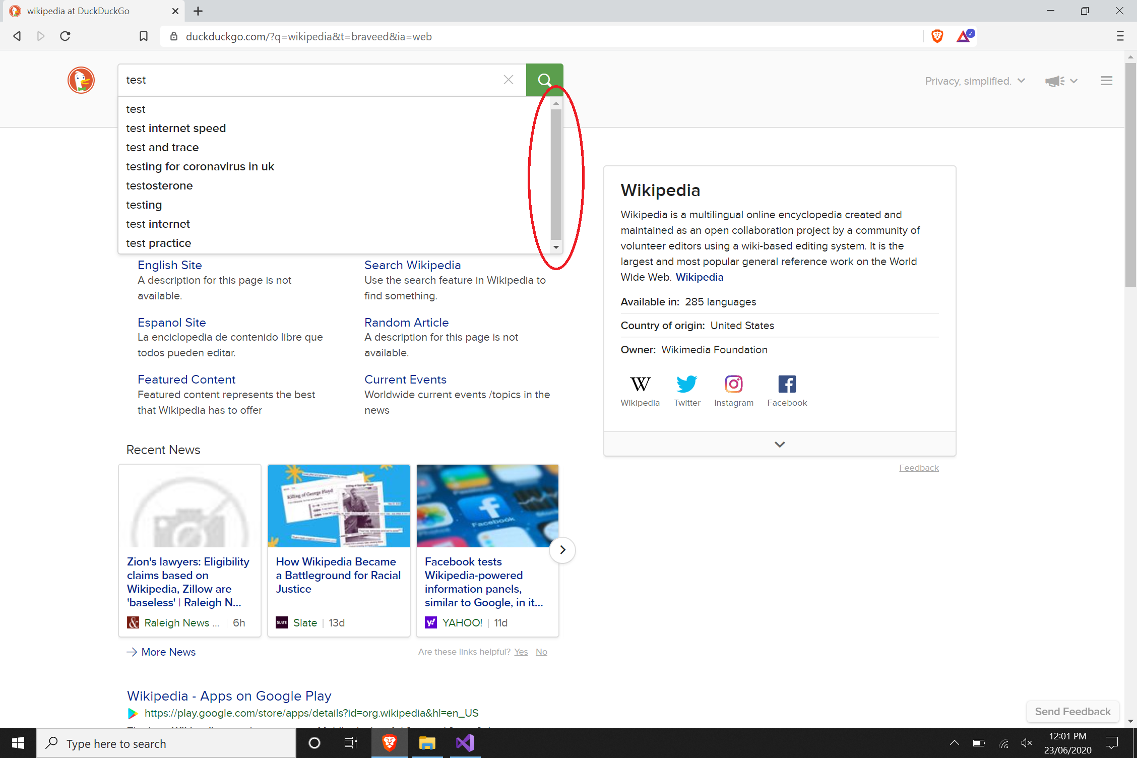 DDG Search Suggestion Scroll Bars? | Scrolller