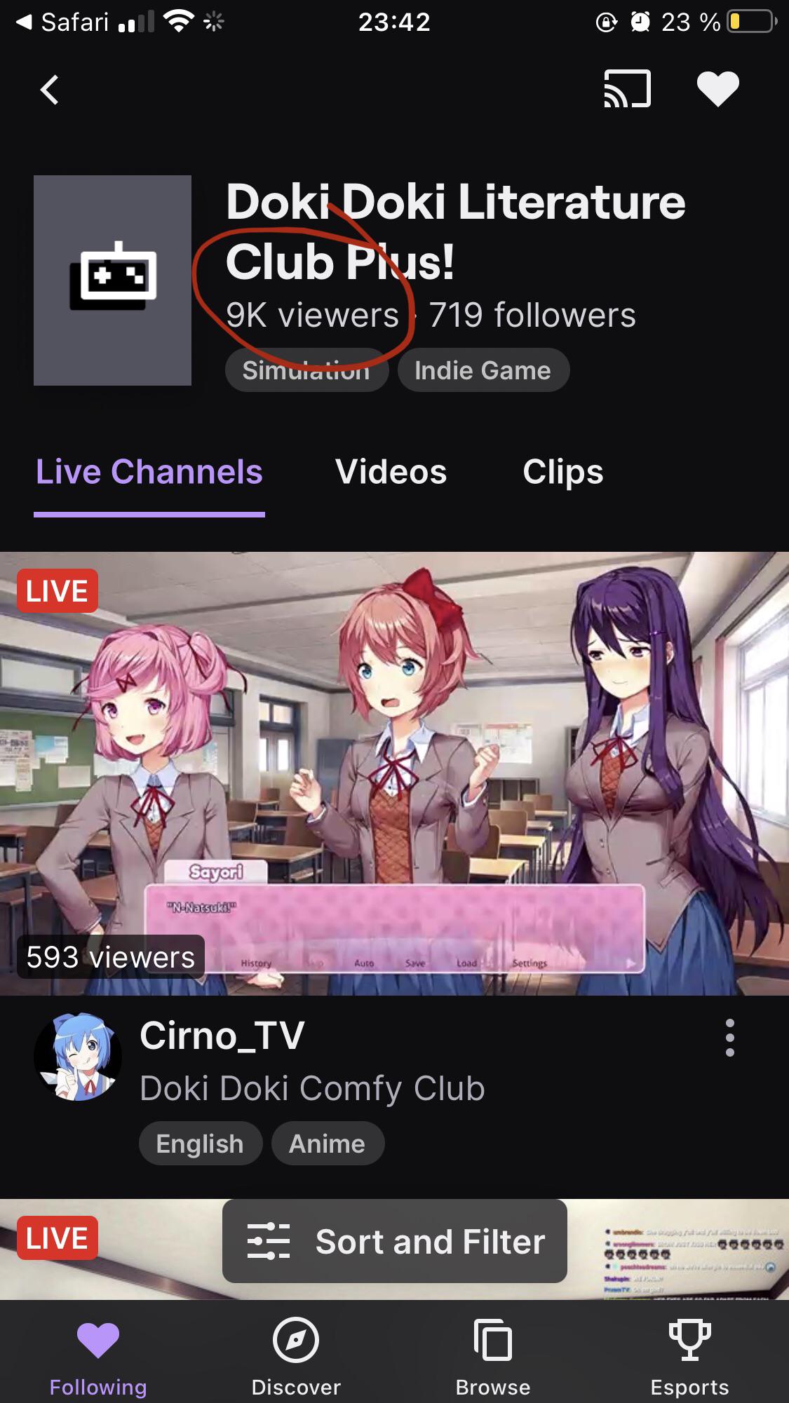 ddlc+ having 9k viewers on twitch | Scrolller