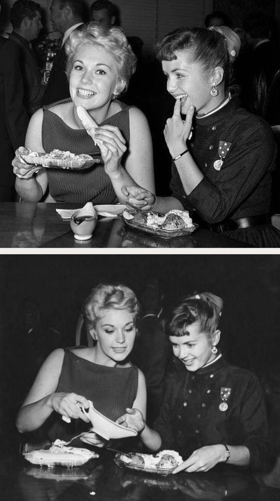 Debbie Reynolds and Kim Novak hanging out in 1954 | Scrolller