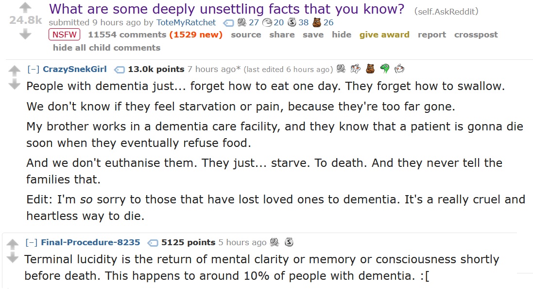 Dementia and terminal lucidity makes for a terrifying exit | Scrolller