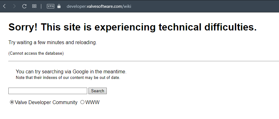 developer.valvesoftware.com - wiki for valve dev software down for 48hrs+ | Scrolller