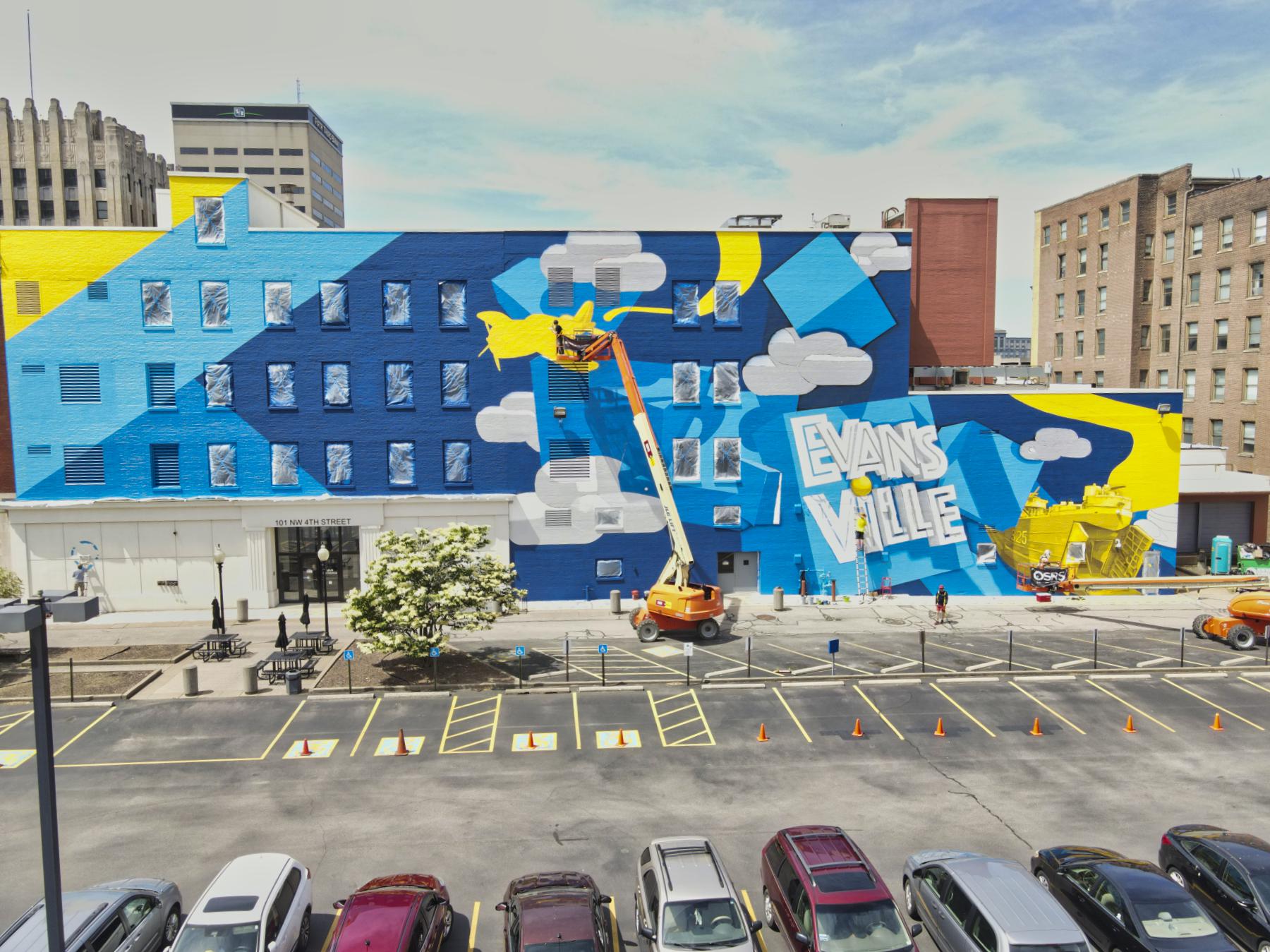 Downtown mural progress | Scrolller