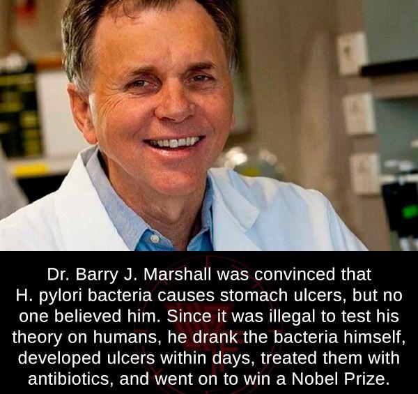 Dr Barry J Marshall experimented on himself. | Scrolller
