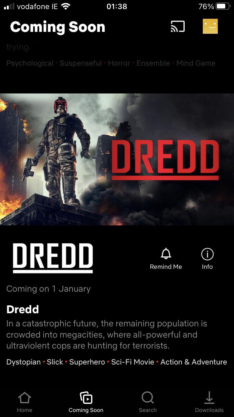 Dredd is coming to Netflix in January !!! | Scrolller