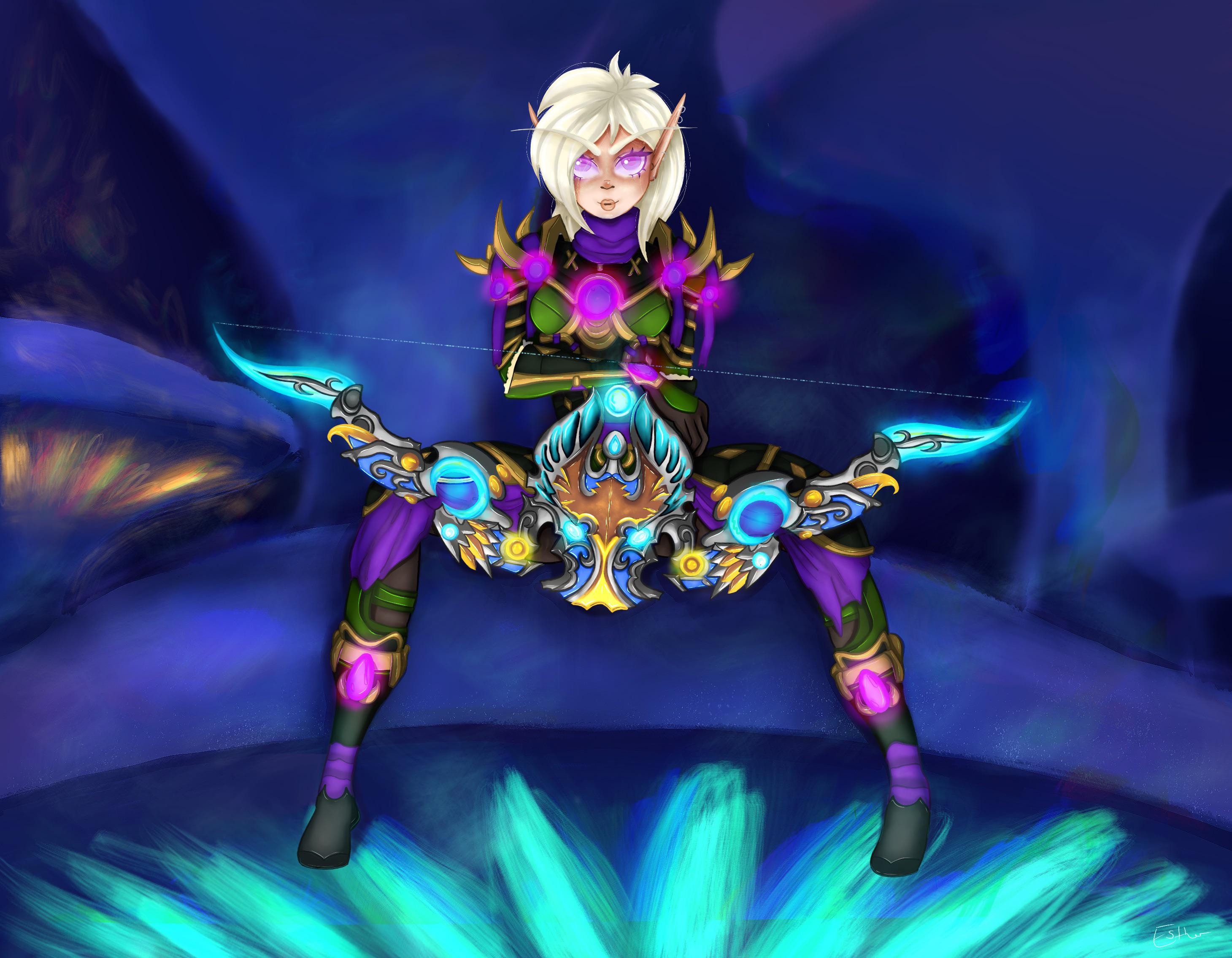 Drew my Bloodelf hunter. Spent about 6 hours on this, really happy how it turned out :) | Scrolller