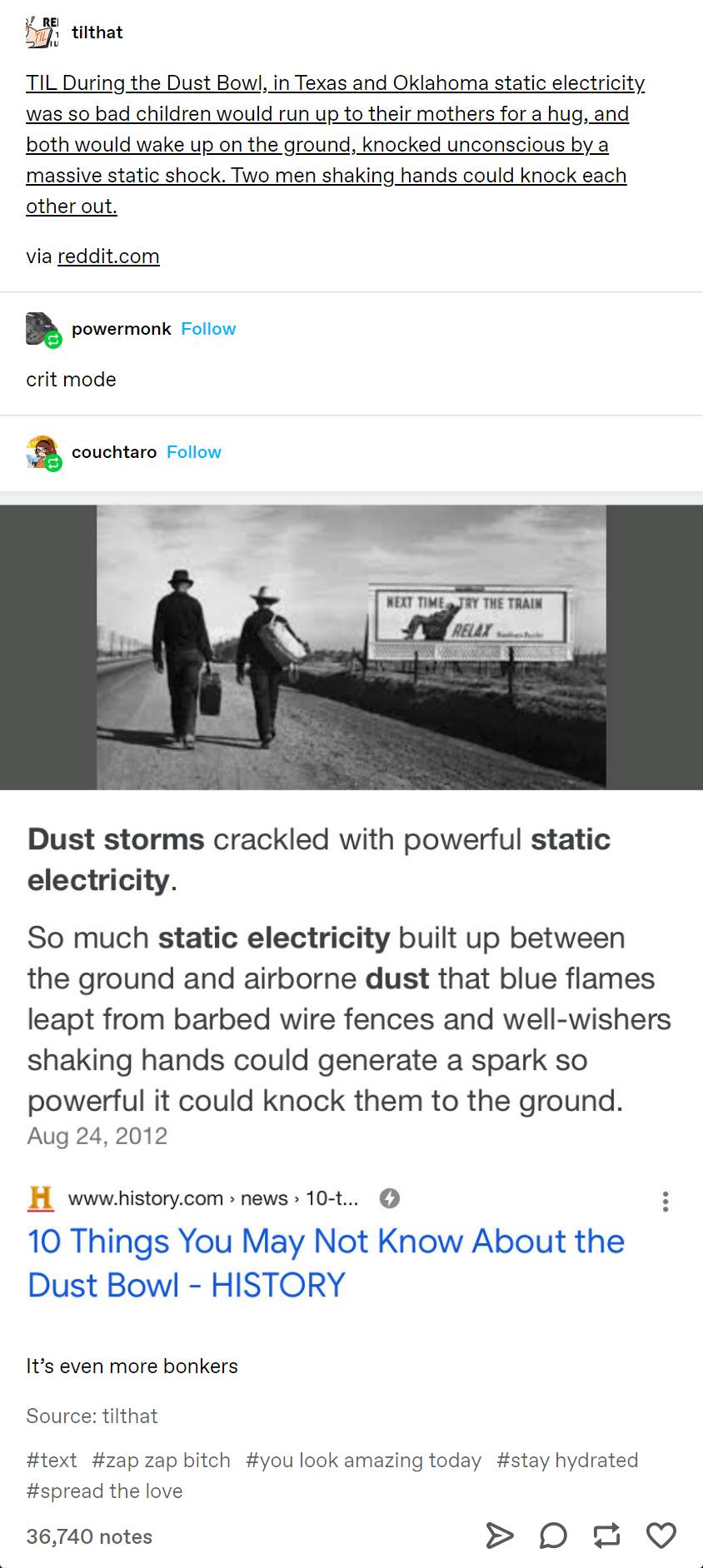 Dust bowl static electricity | Scrolller