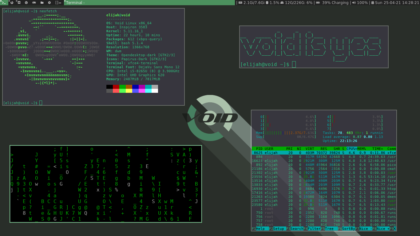 [DWM] idk, the Void logo is green, so I kinda just- | Scrolller