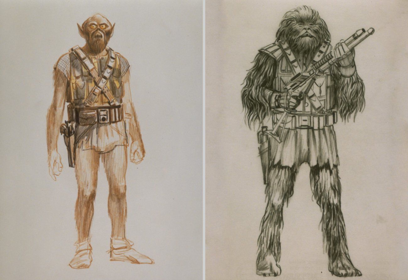 Early drafts of Chewbacca concept art from Ralph McQuarrie | Scrolller