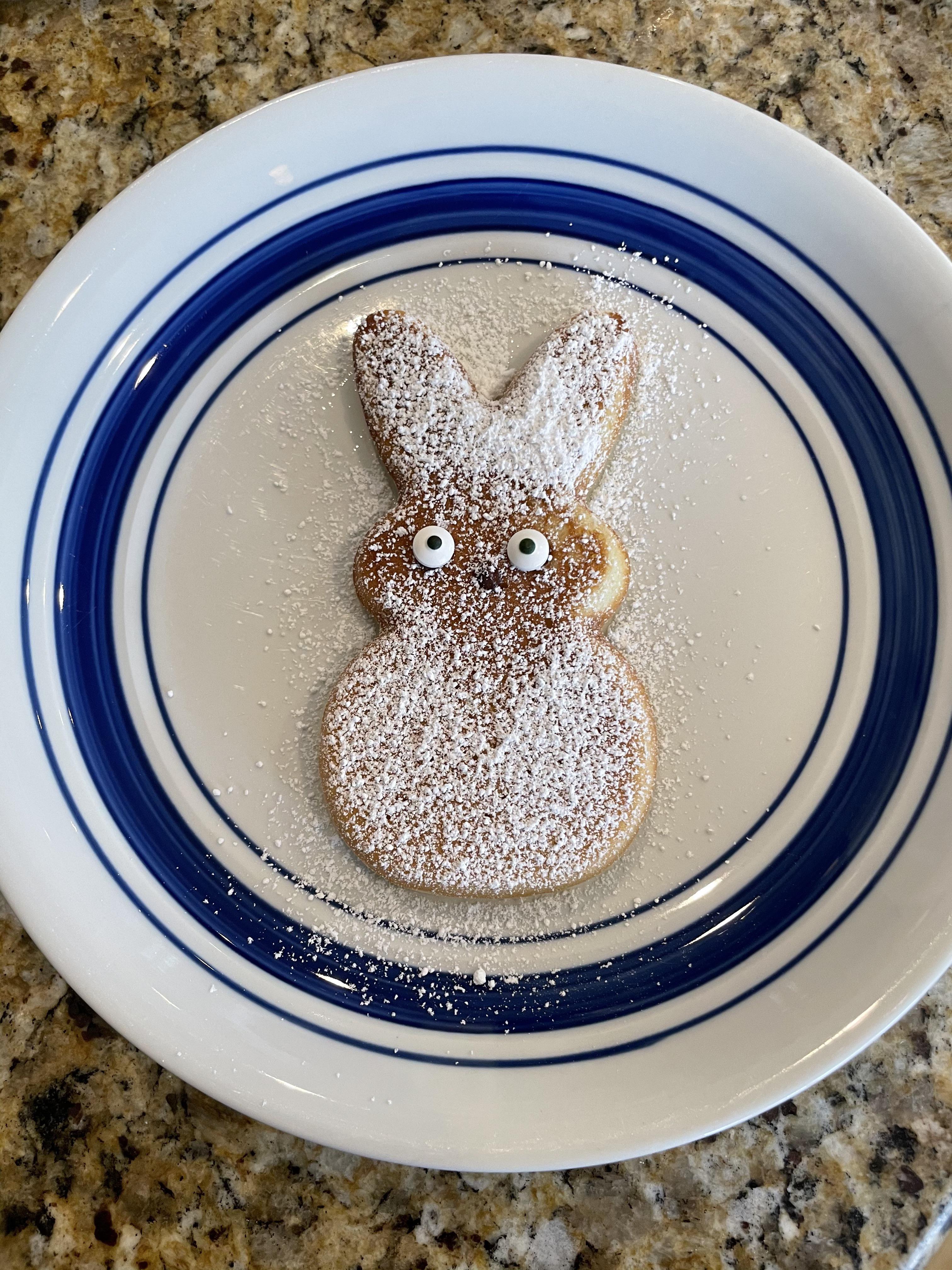 Easter Bunny pancakes using my “Peep Brand” pan. | Scrolller