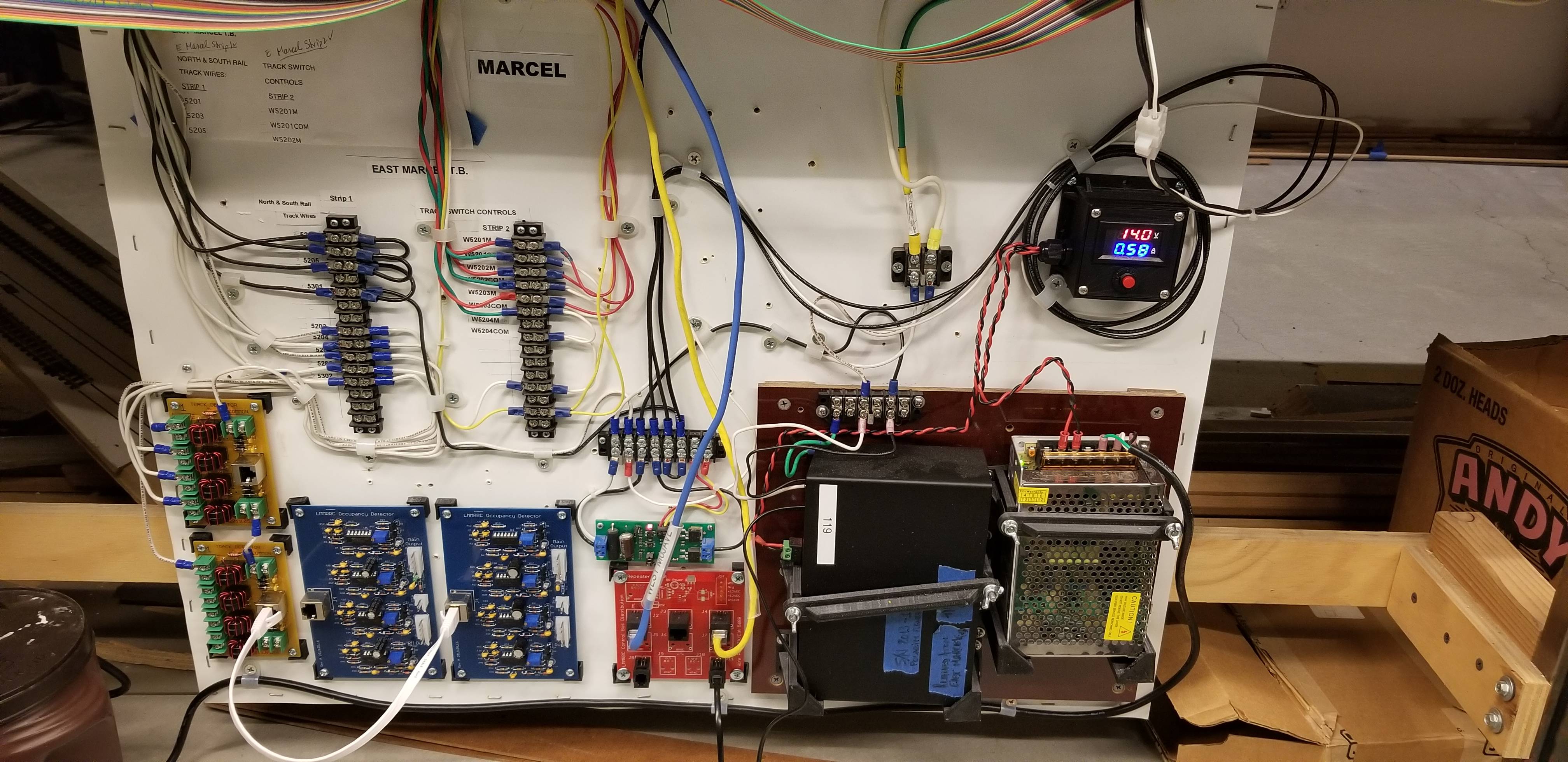 Electrical Panel for section of La Mesa Model Railroad Club with custom detection boards | Scrolller