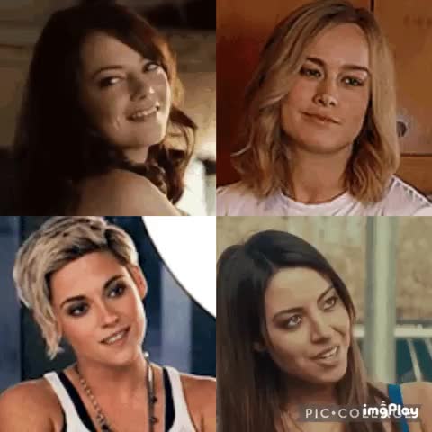 Emma Stone, Brie Larson, Kristen Stewart, Aubrey Plaza. Pick 2 for an unforgettable threesome ...