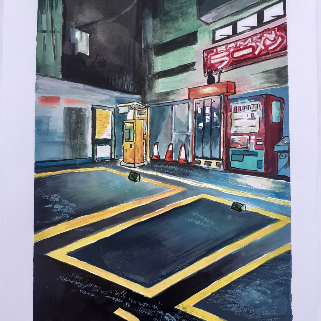Empty parking lot, an urban environmental painting of mine | Scrolller