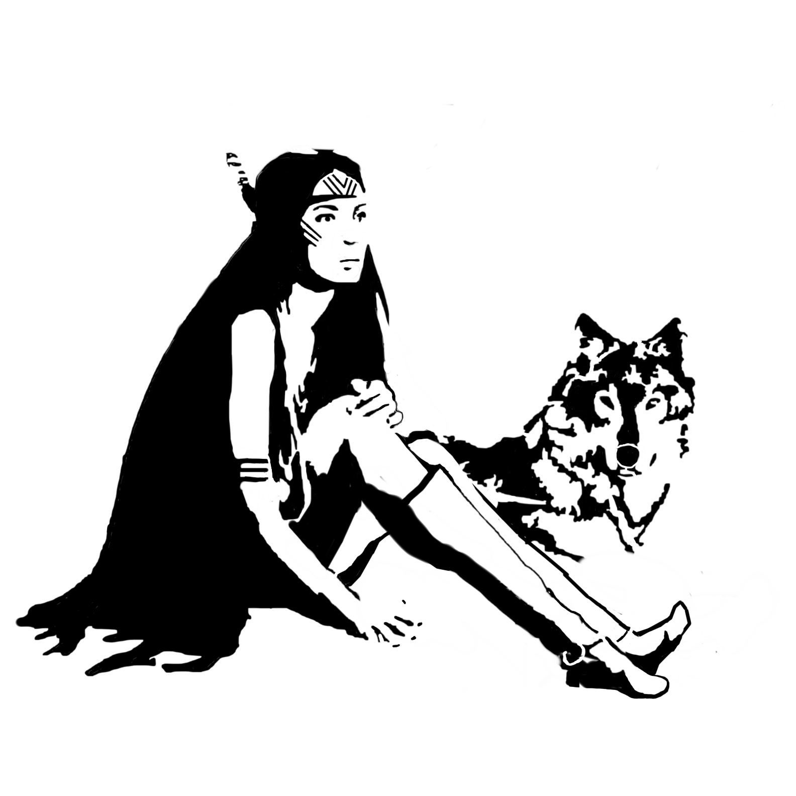[entrant][o][s] Girl And Wolf Girl Wolf Native American Nature Scrolller