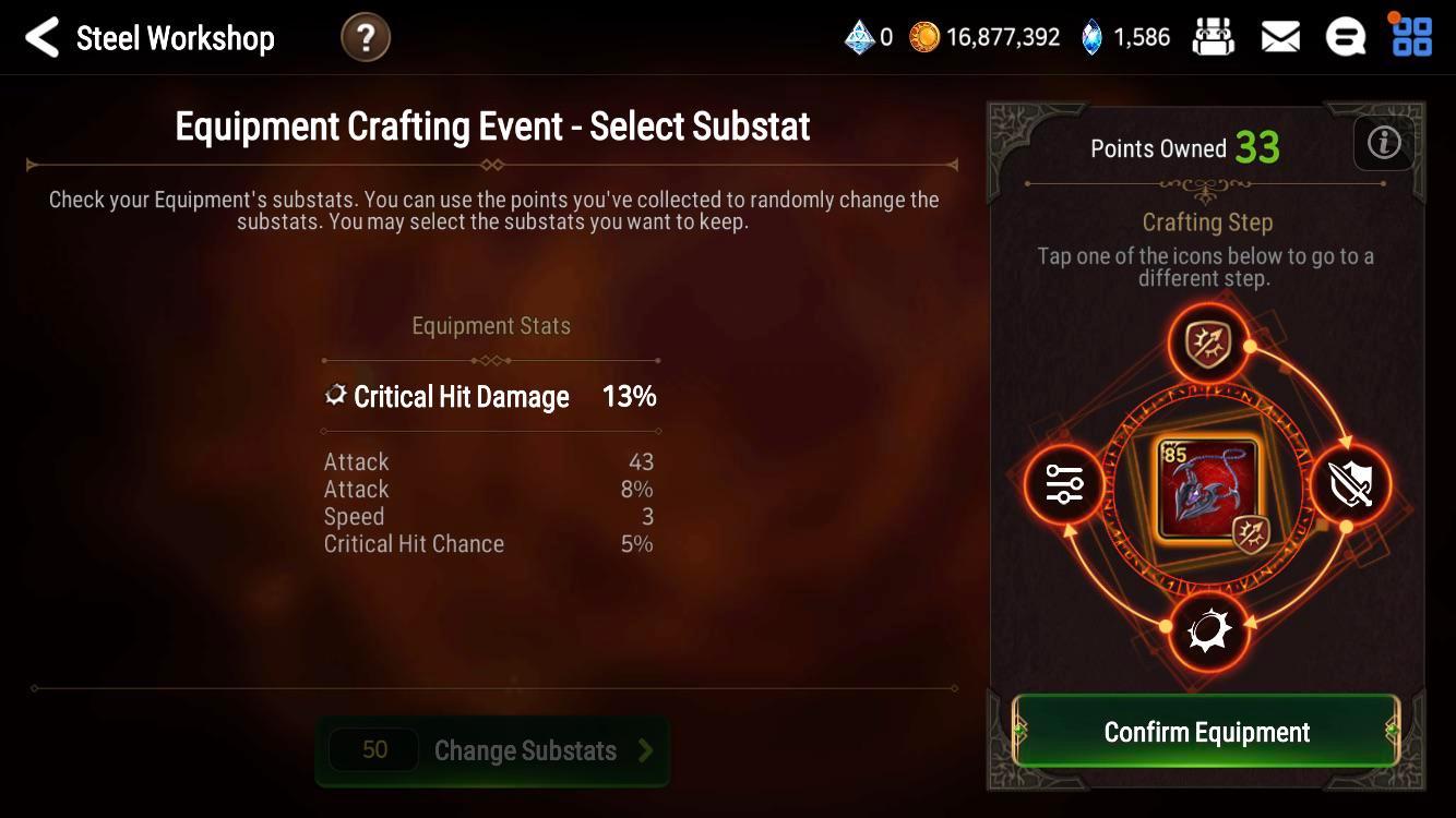 Equipment crafting event substats | Scrolller