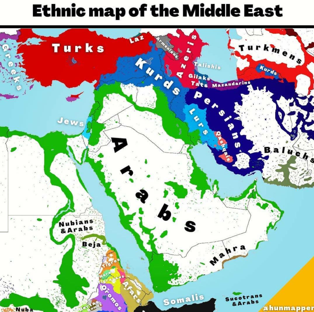 Ethnic map of the Middle east | Scrolller