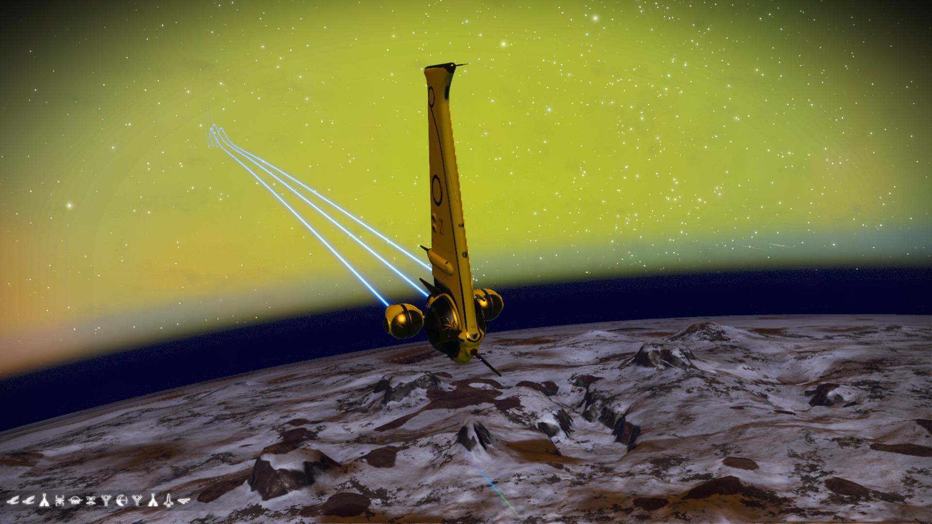 Exotic Starship, Yellow and Chrome with dual side thrusters. T3 Economy System. Hilbert Galaxy ...