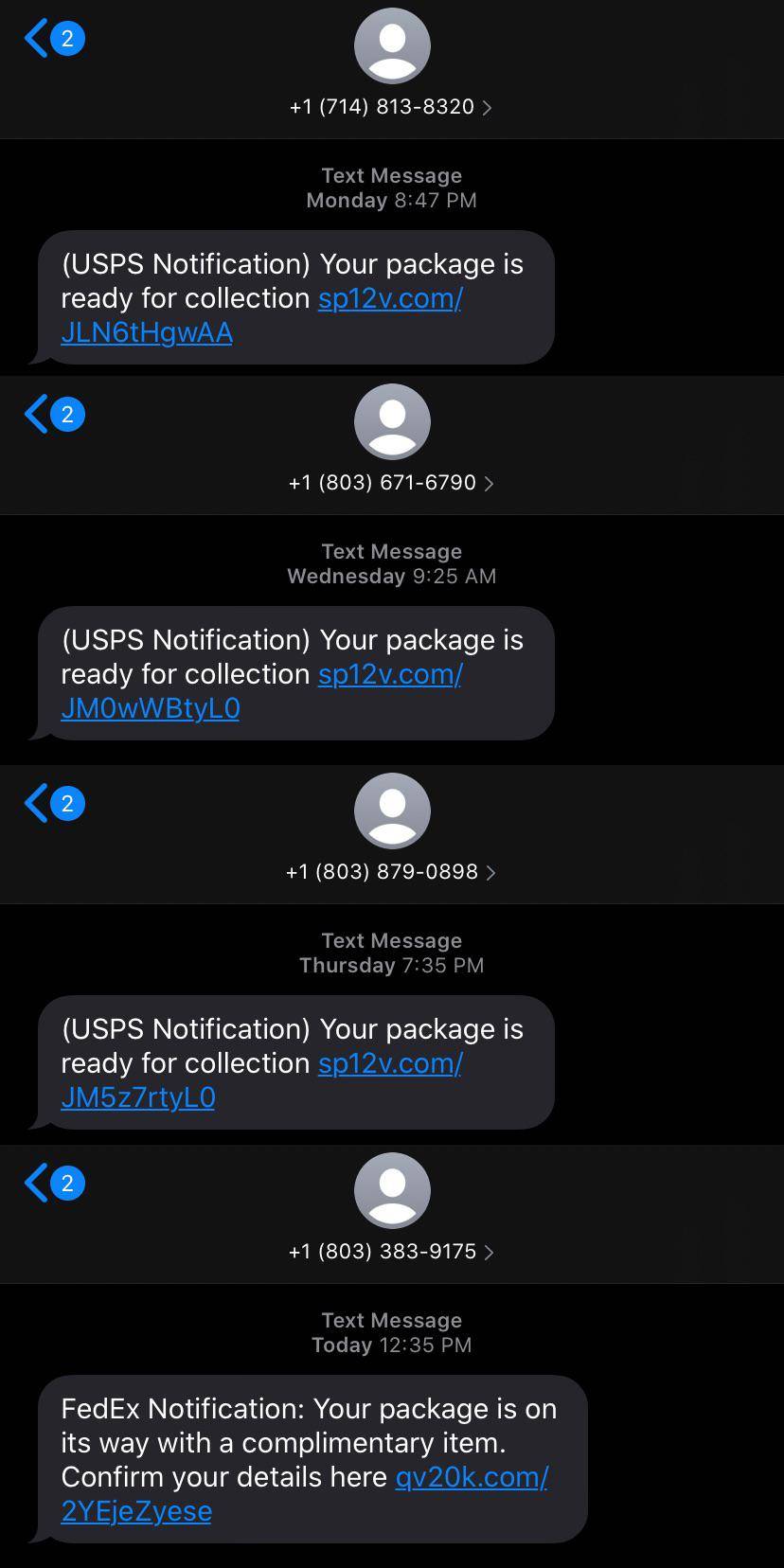 Fake Notification Texts from USPS and FedEx | Scrolller