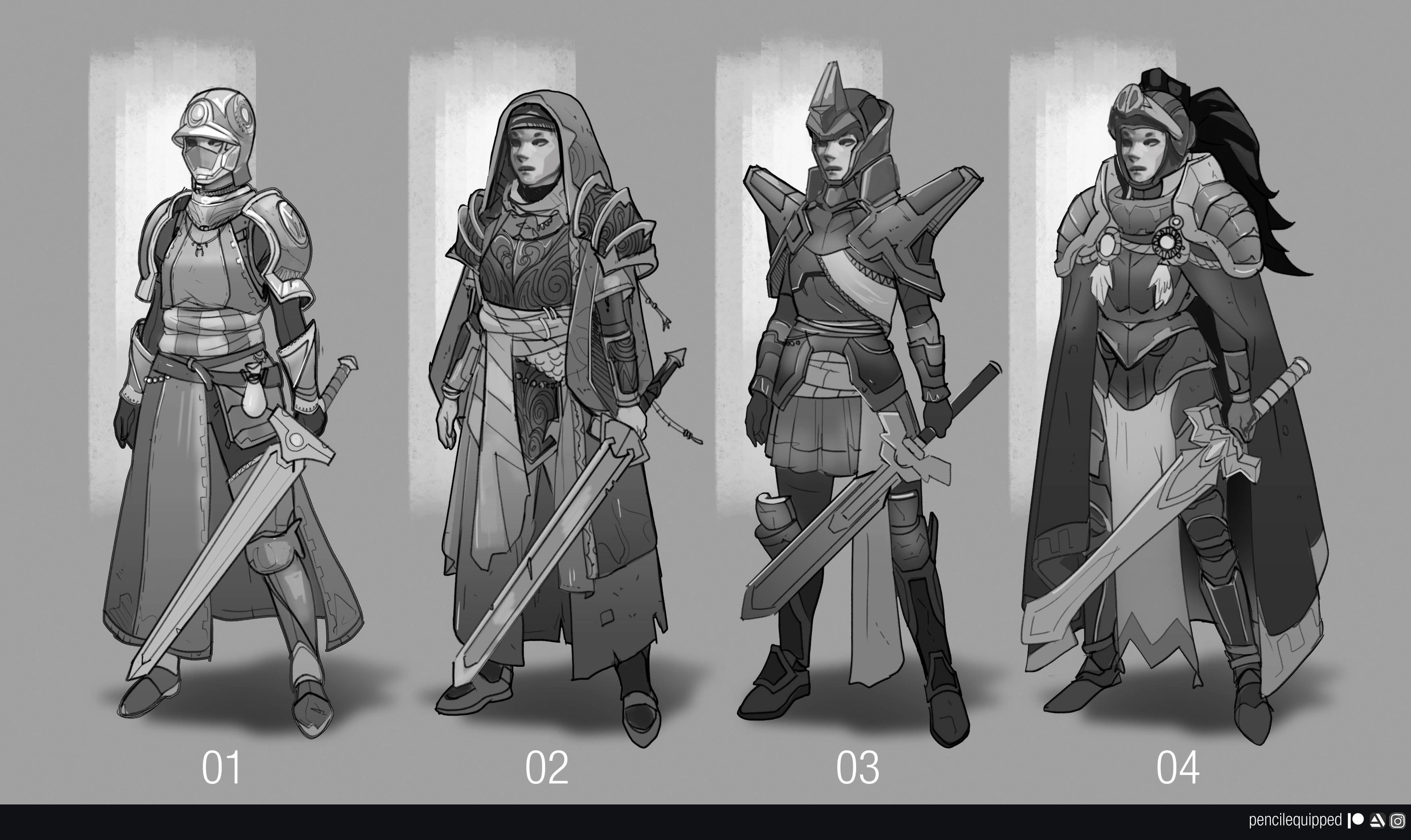 Fantasy Armor Concepts 1-4, Pencil Equipped | Scrolller