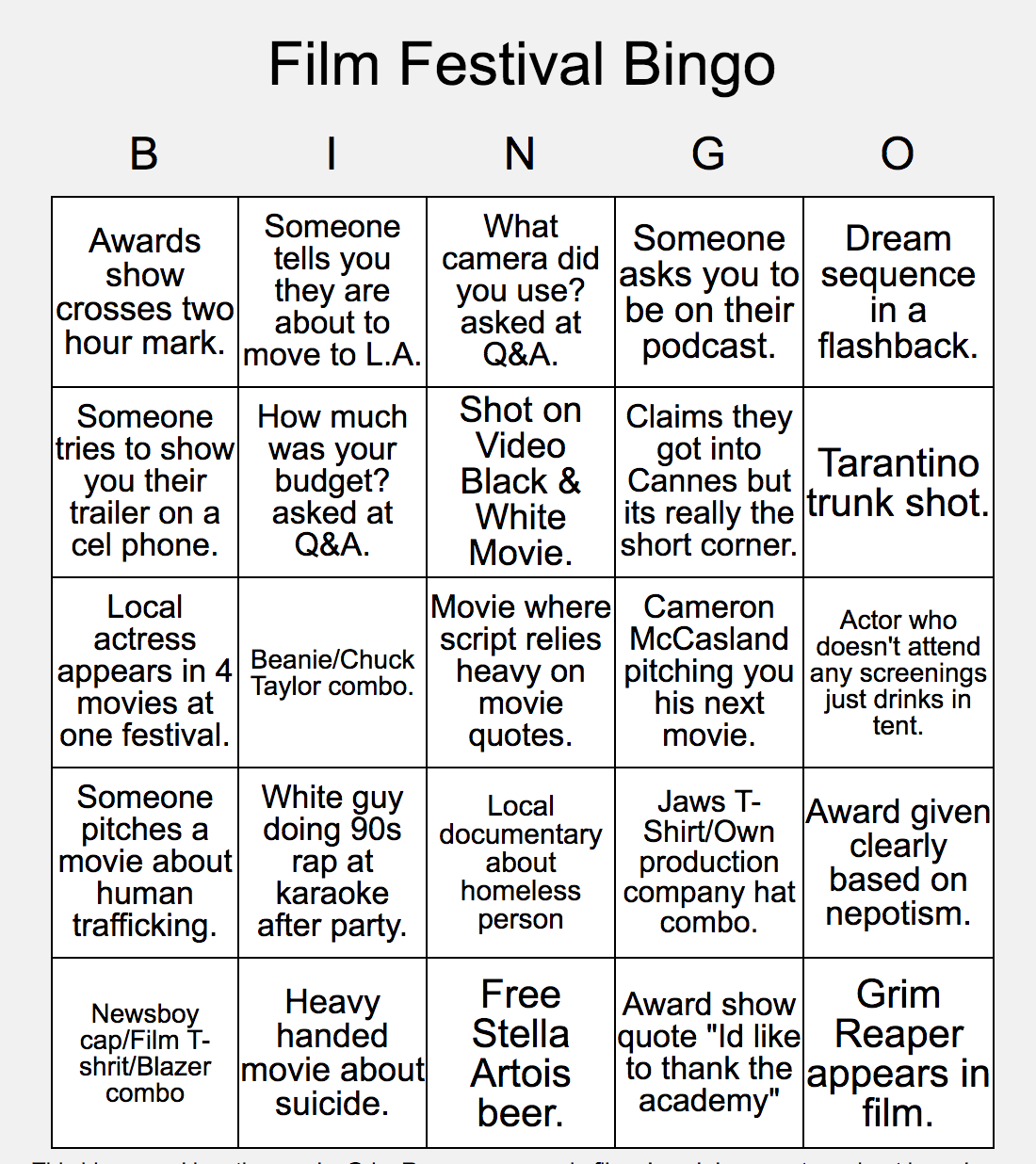 Film Festival Bingo | Scrolller