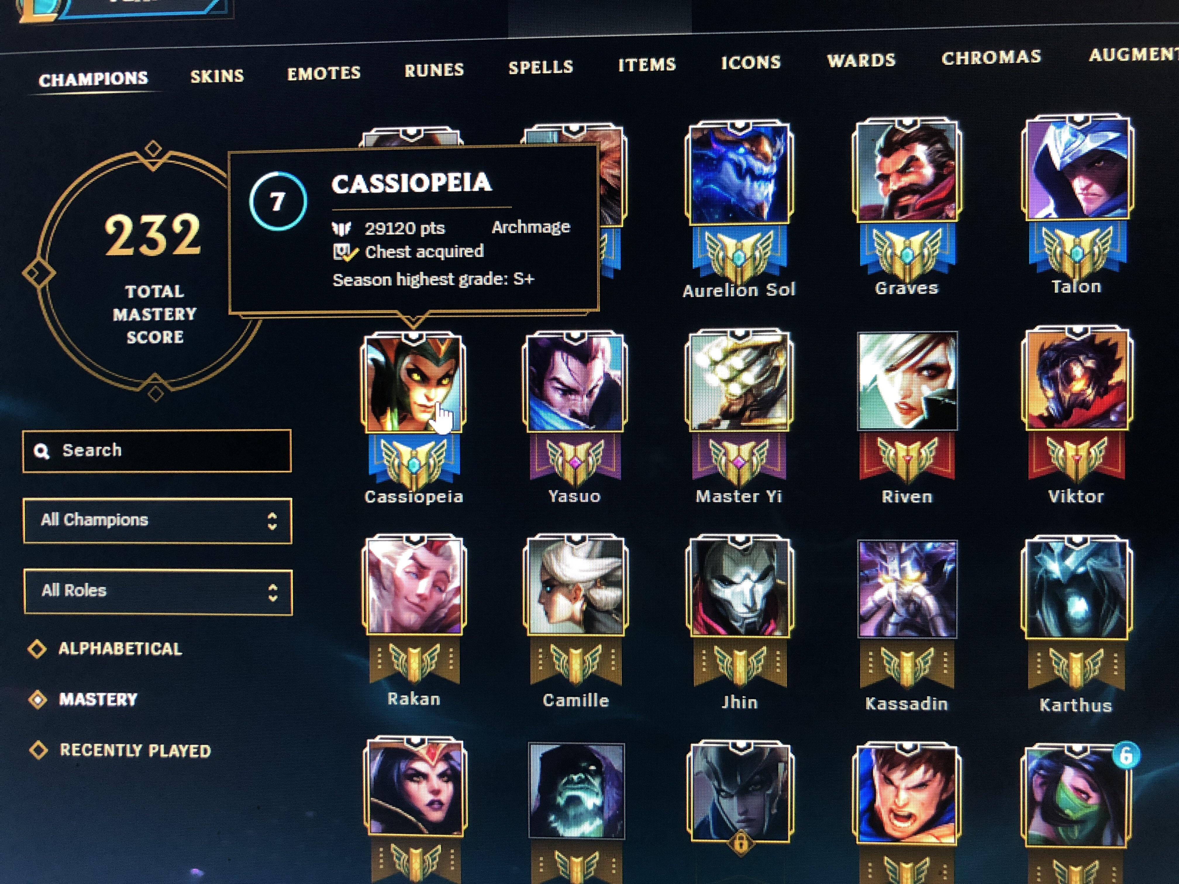 Finally got Mastery 7 on Cassiopeia! Thank you r/CassiopeiaMains for all the help! | Scrolller