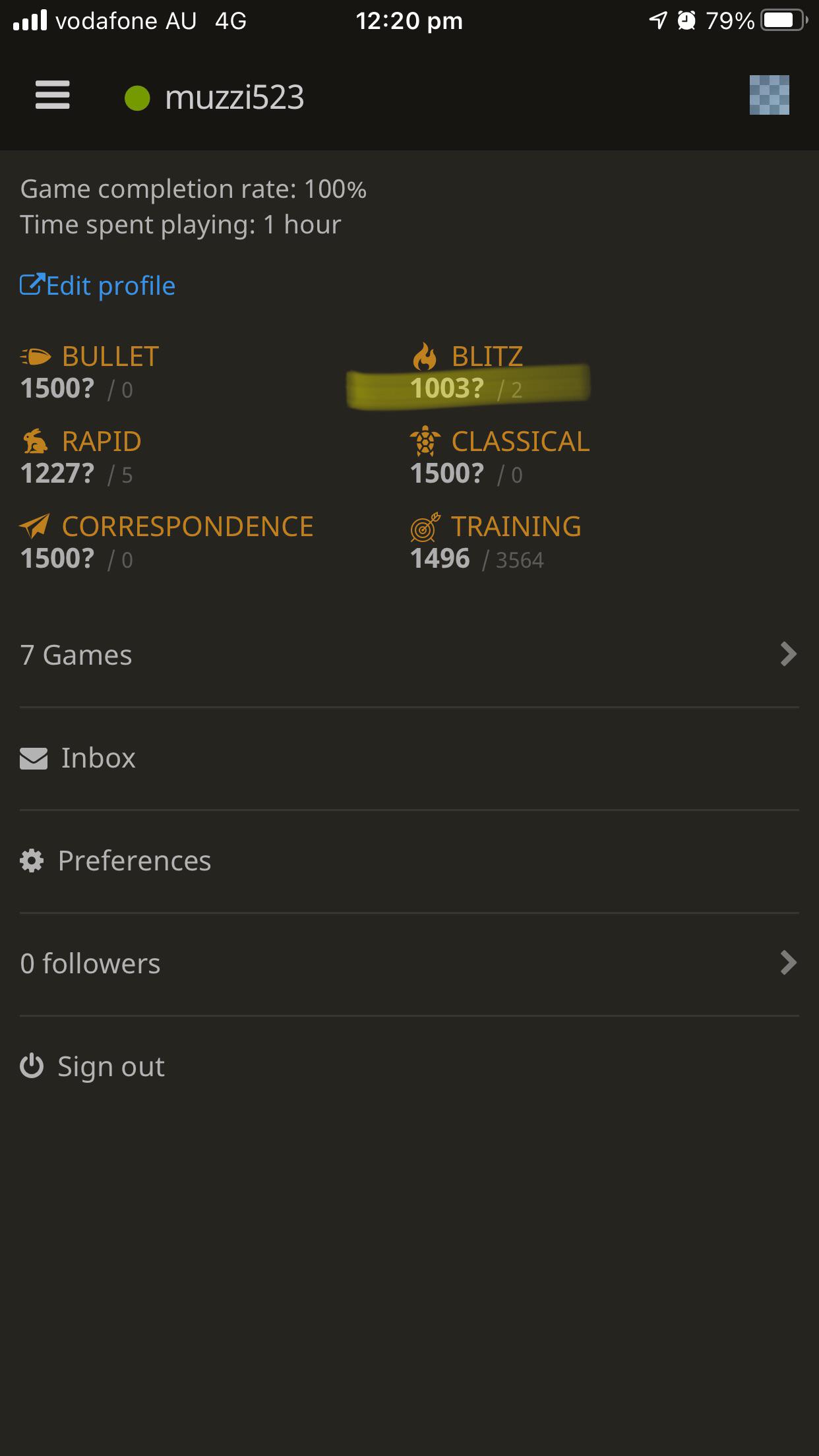 Finally reached 1k blitz on lichess | Scrolller