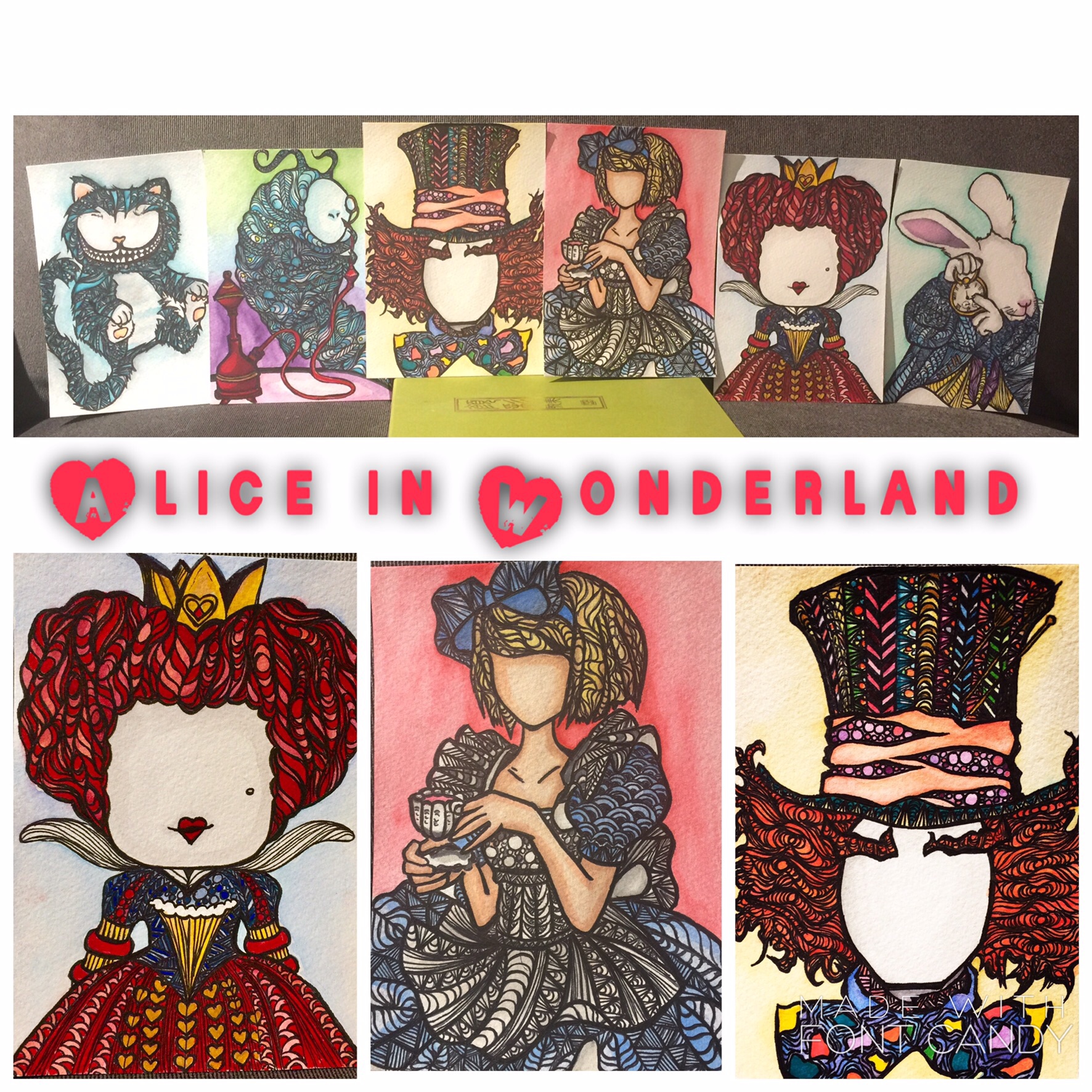 Finished my Alice in Wonderland Zentangle. | Scrolller