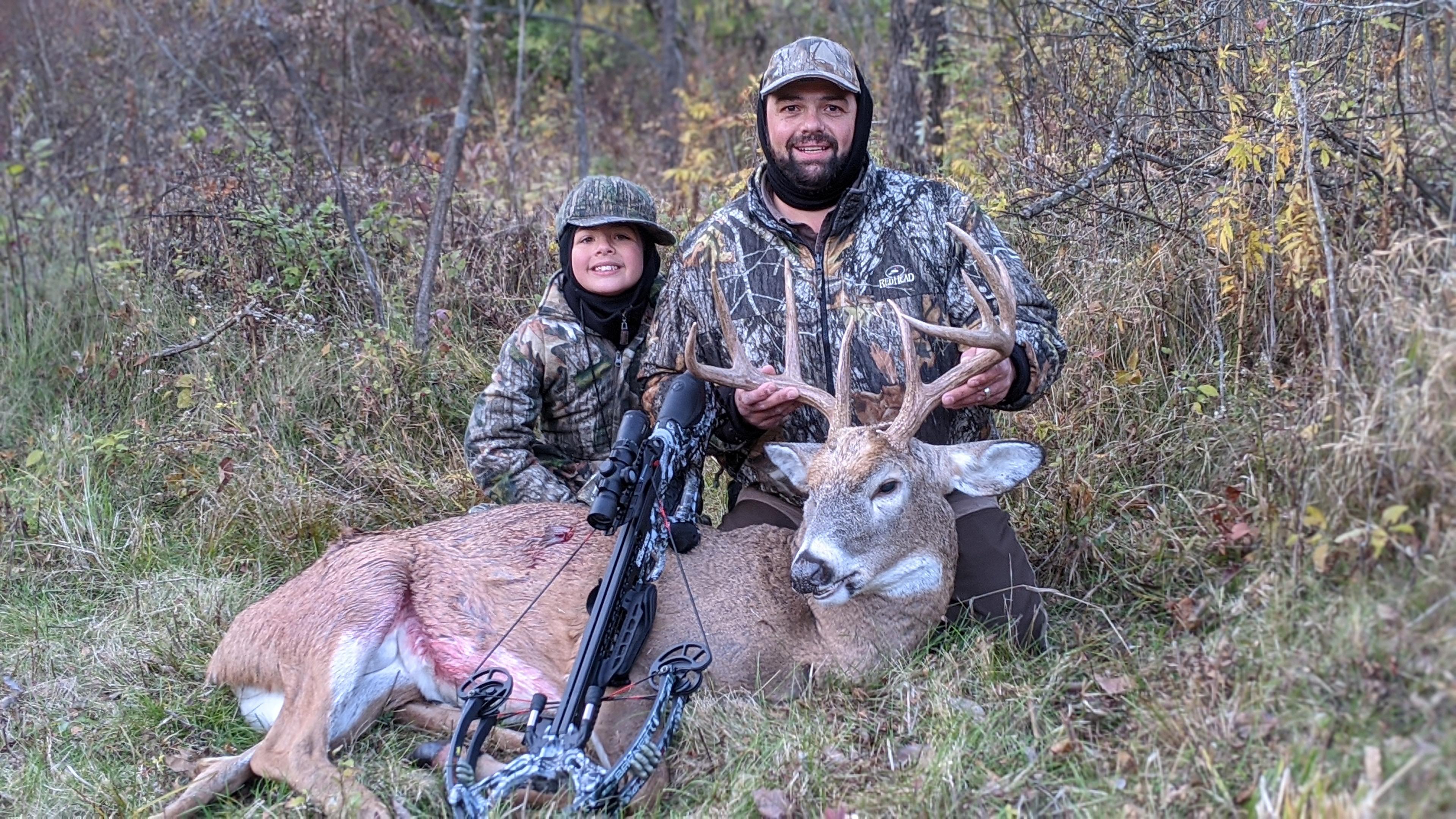 First crossbow deer and first season my 8 year old joined me for the hunt. His excitement made ...