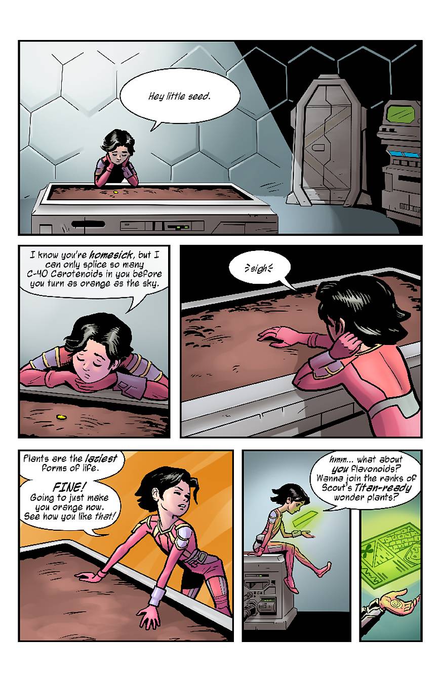 First page of my Webcomic, After the Gold Rush, featuring the biologist hero Scout | Scrolller