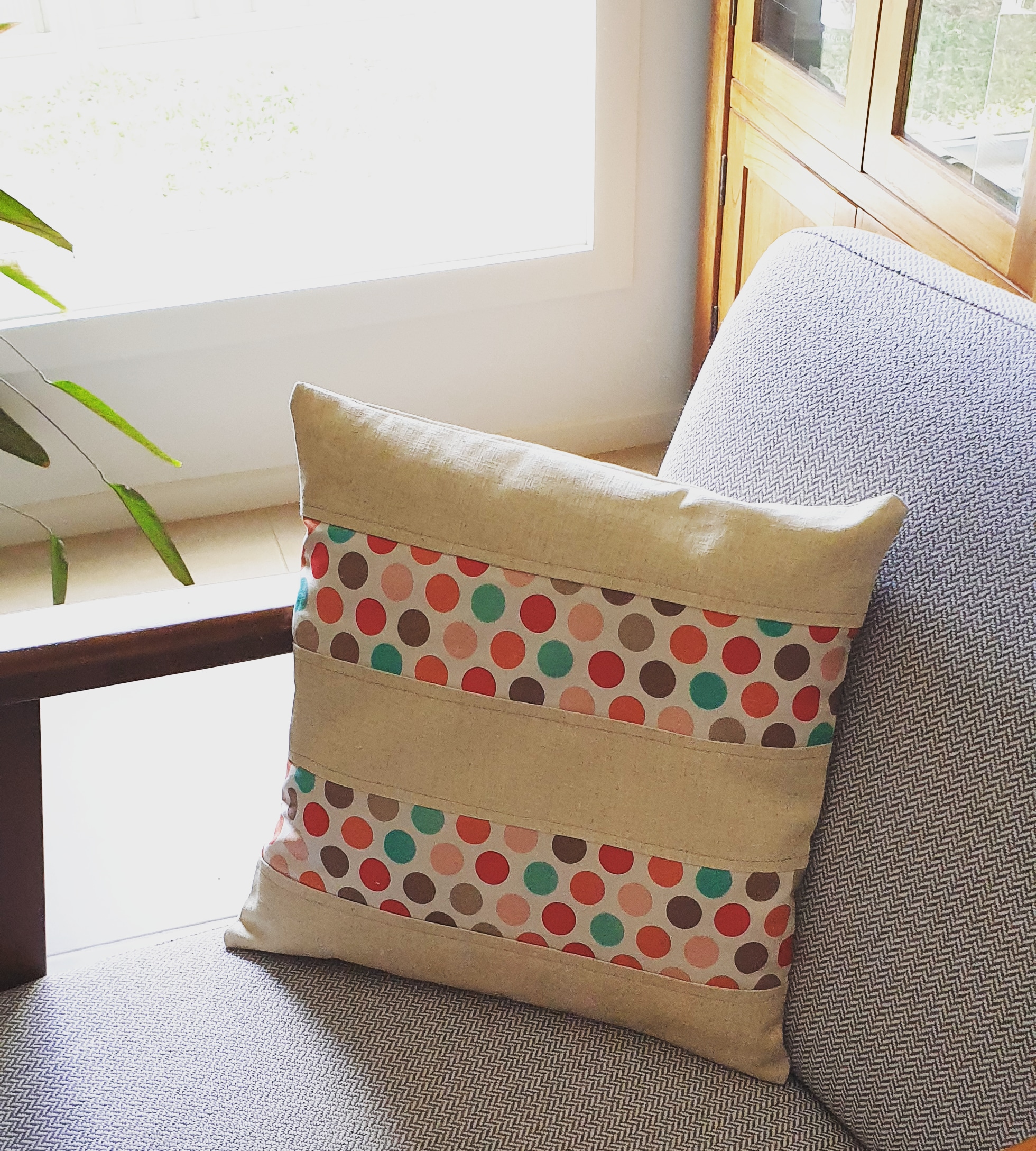 First sewing project! Super happy with this cute cushion, it's the first thing I have sewn on my ...