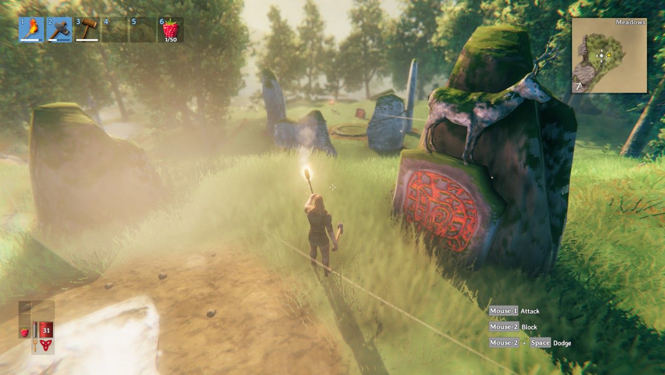 First time ever playing this game, is this an Eikthyr spawner right at spawn? How rare is this ...